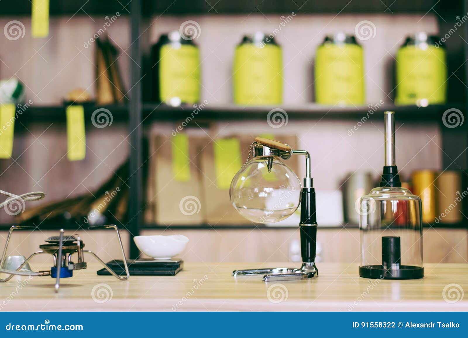 Glass Siphon for Tea is on the Table Stock Photo - Image of classic ...