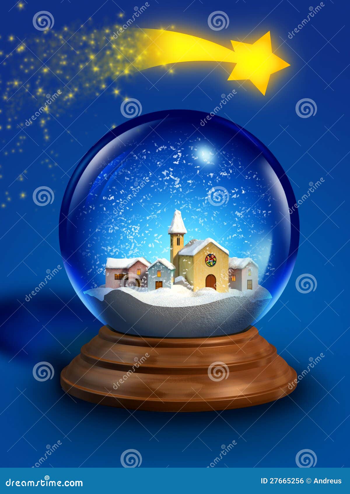 Glass Snow Globe. Realistic Snowglobe Ball With Flying Snowflakes ...