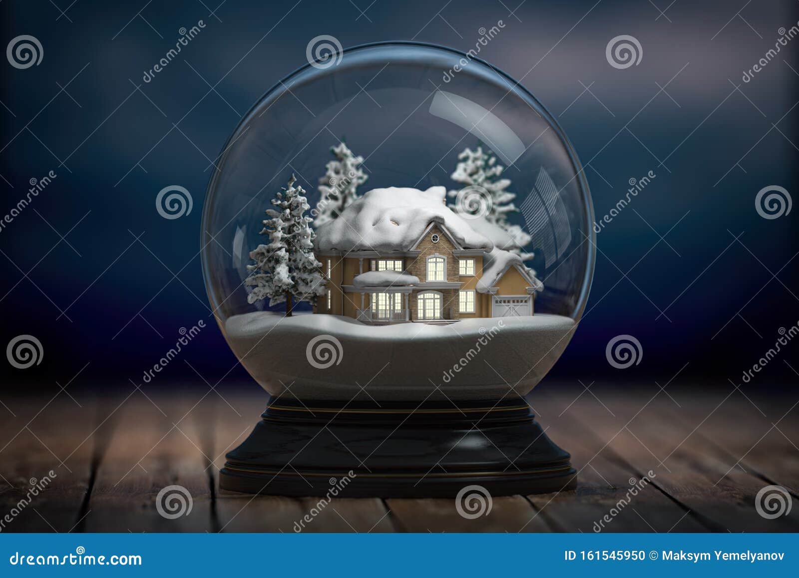 Glass Snow Ball. Crystallizing Magical Christmas Toy Snowglobe Vector ...