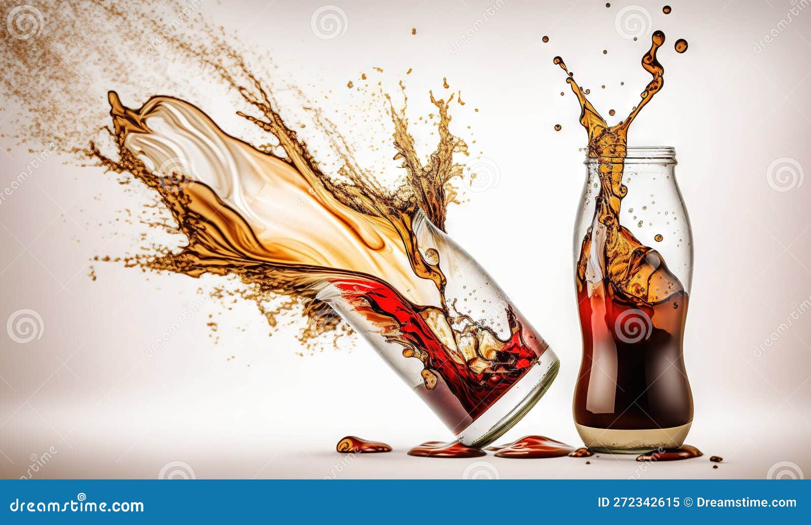 A Glass of Soda and a Glass of Coke with Splashing Liquid Stock ...