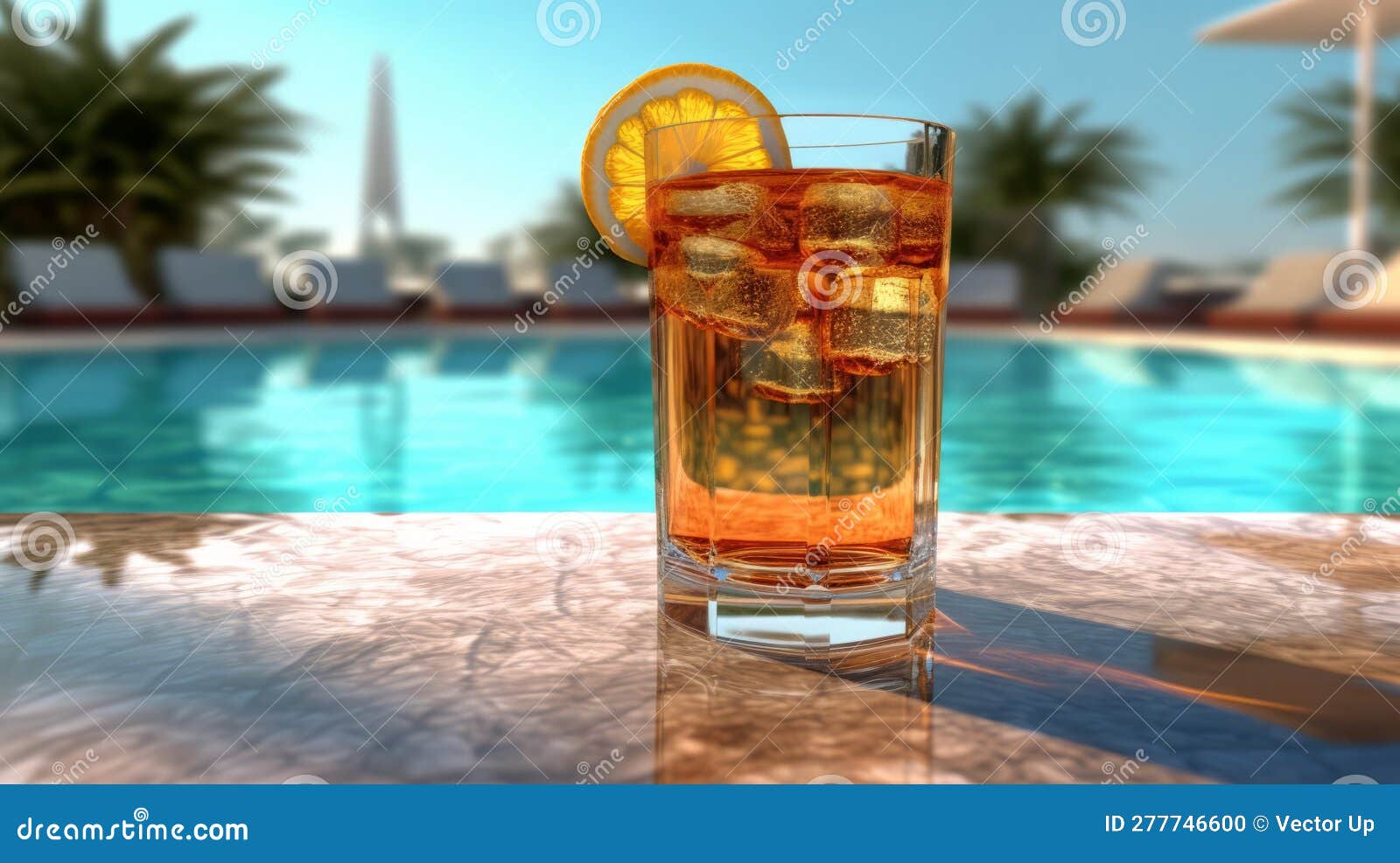 Glass of Soda or Drink on the Edge of the Pool. Generative AI Stock ...