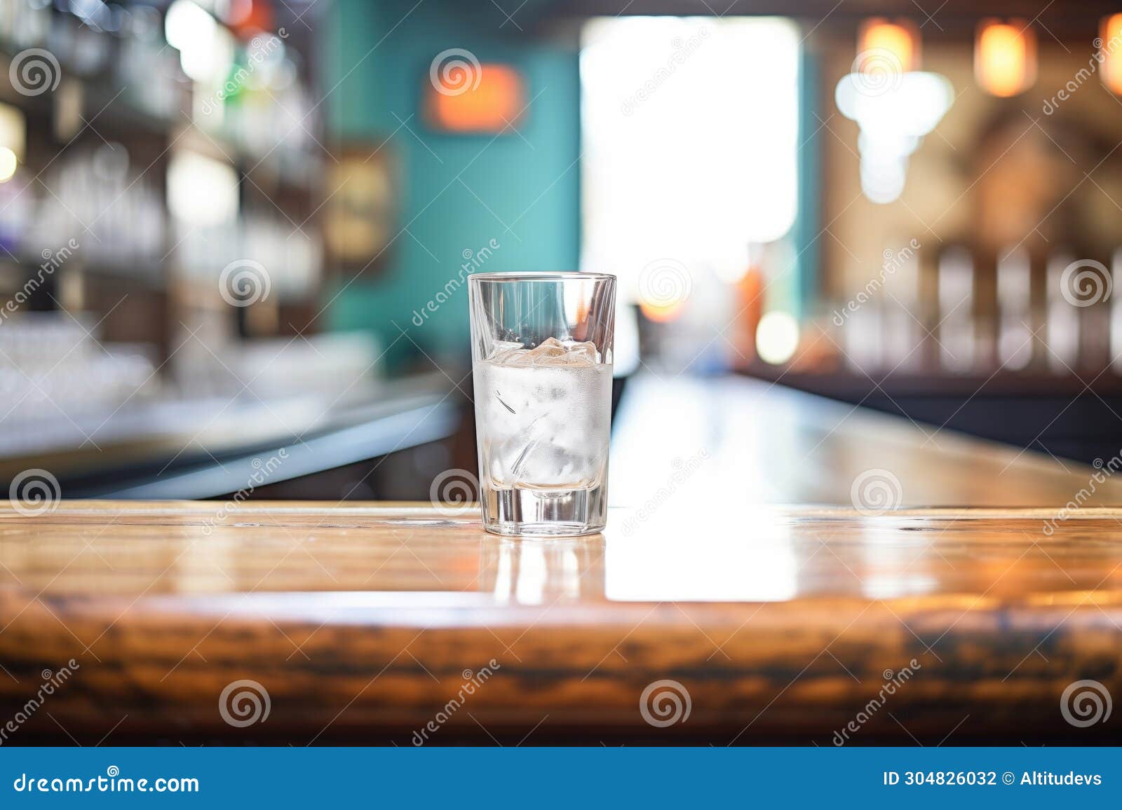 Glass of Sparkling Water on a Bar with Ambient Lighting Stock Photo ...