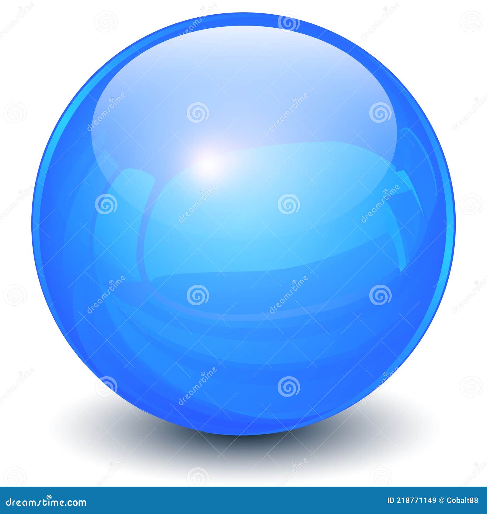 Glass sphere blue 3D icon stock vector. Illustration of crystal - 218771149