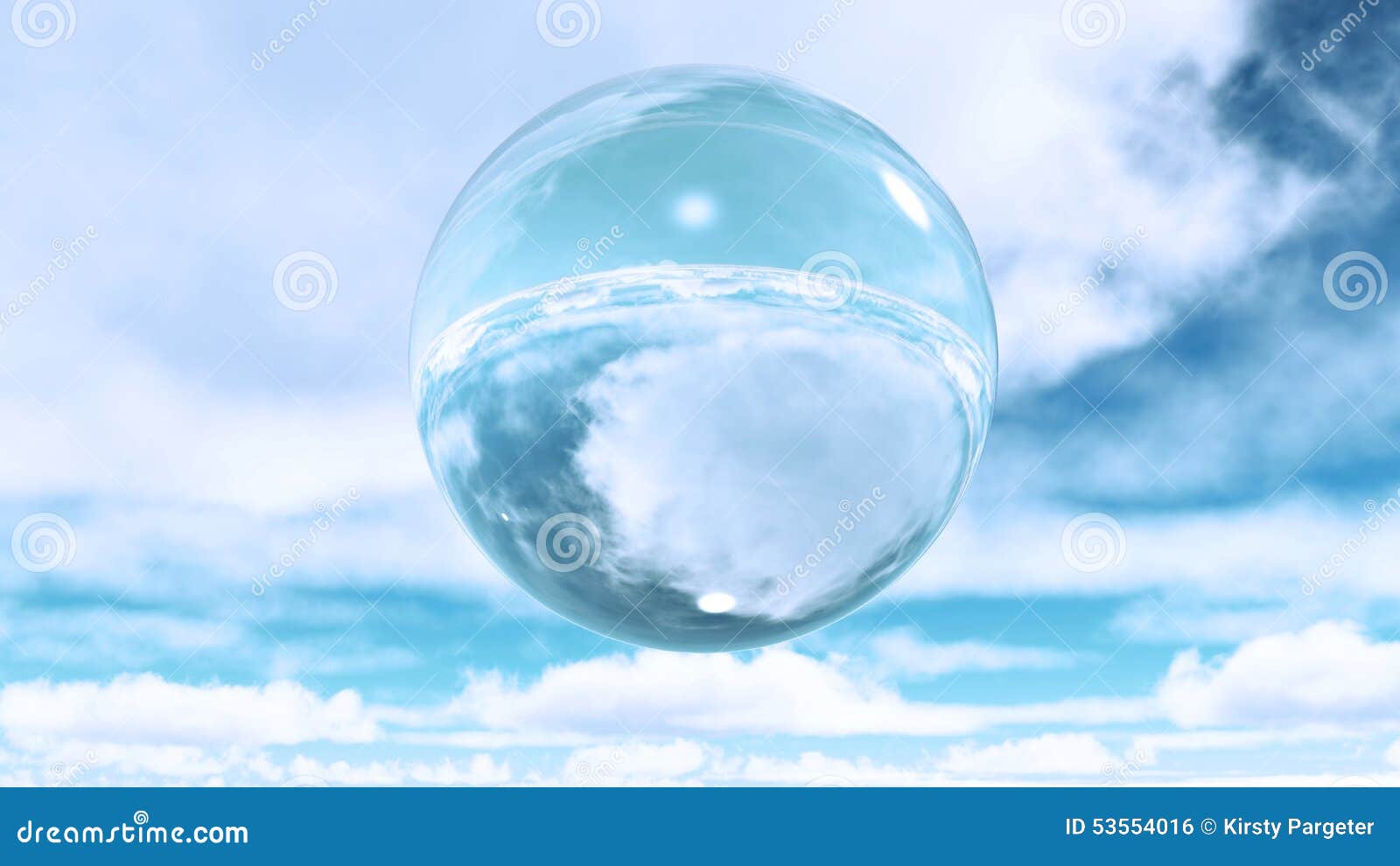Glass sphere in clouds stock illustration. Illustration of nature ...