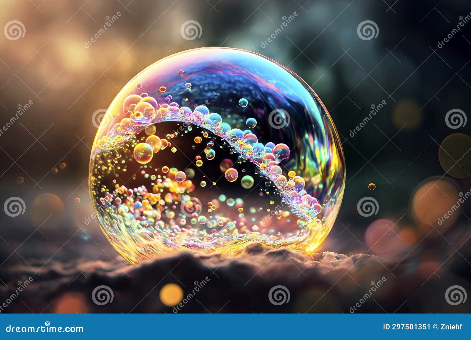 Glass Sphere with Enclosed Bubbles that Shimmer in the Colors of the ...