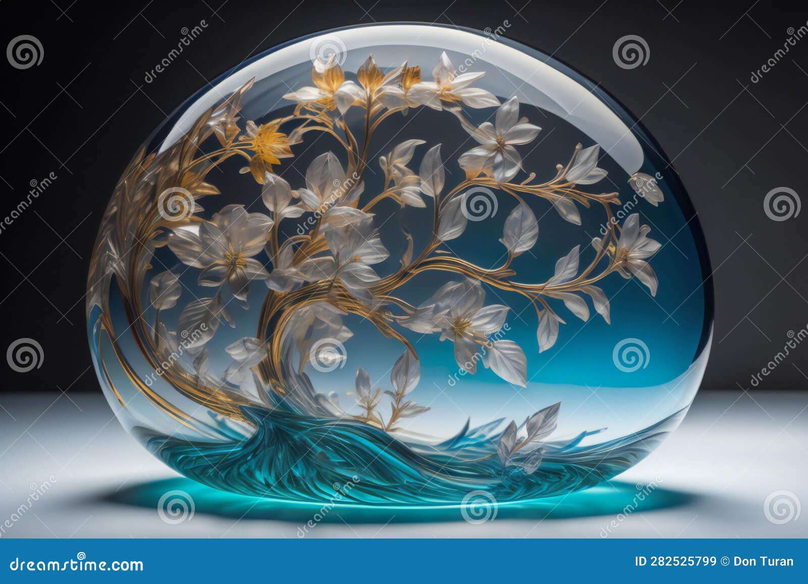 A Glass Sphere with a Floral Pattern Inside. Generative Ai Stock ...
