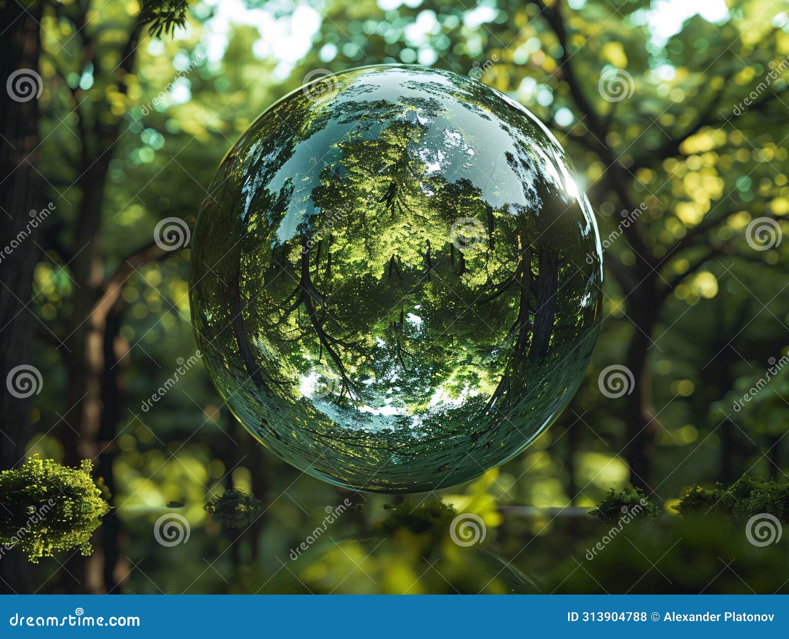 Glass Sphere on Forest Background Stock Illustration - Illustration of ...