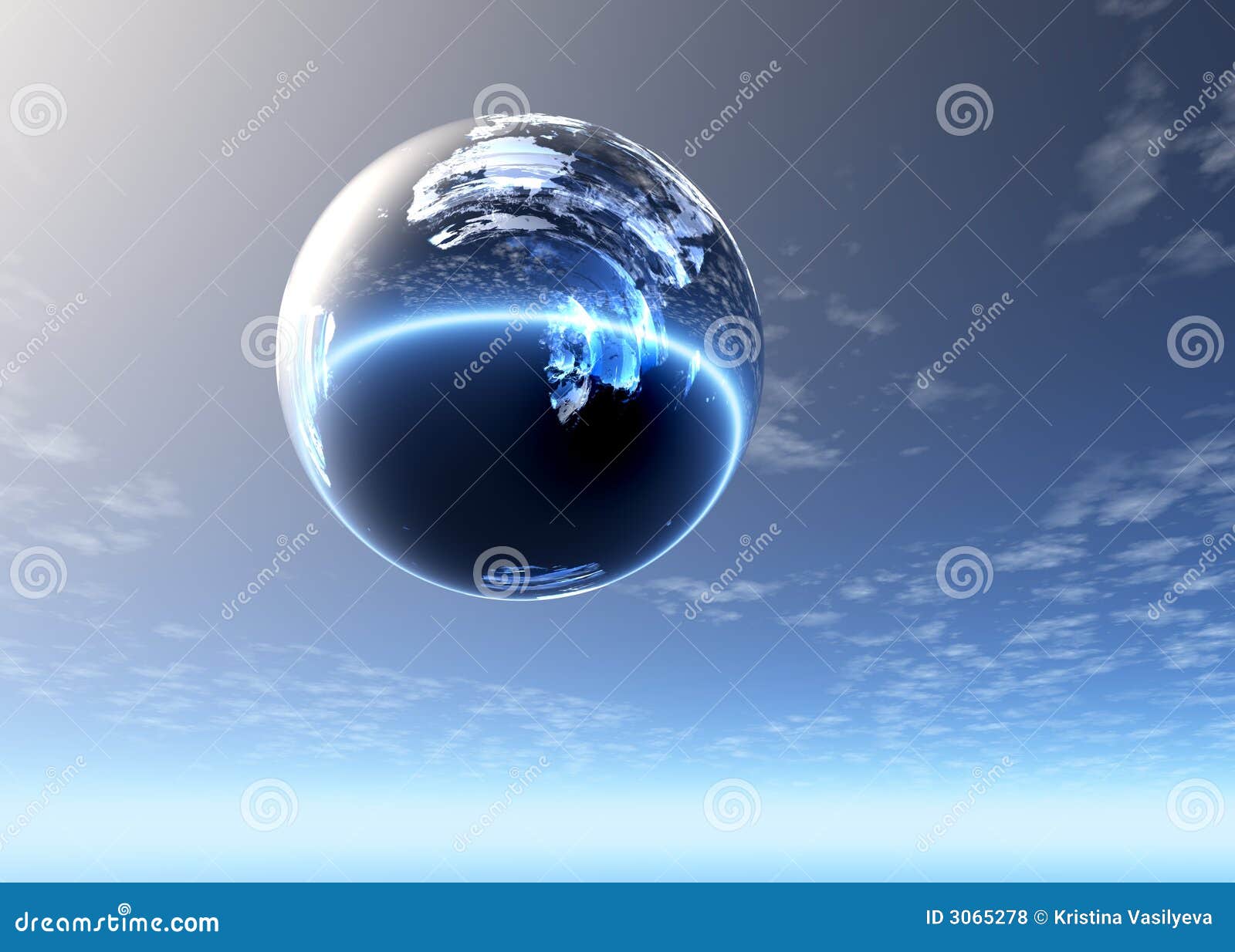 Glass Sphere Highly in the Sky Stock Illustration - Illustration of ...