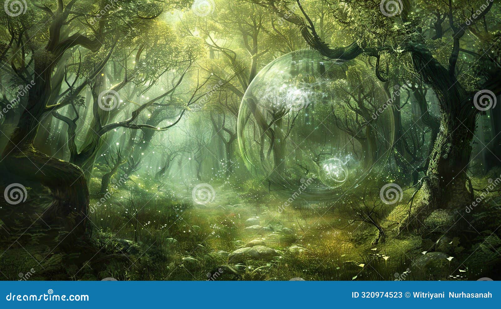Glass Sphere of Magic in the Enchanted Woods. Generative Ai Stock ...