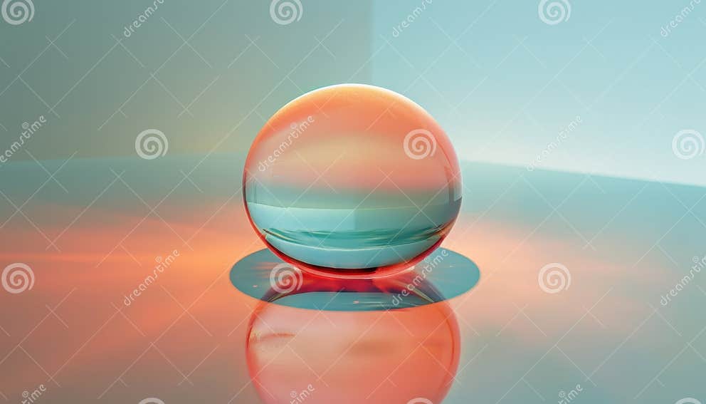 Glass Sphere Reflecting Light on a Smooth Surface during a Soft ...