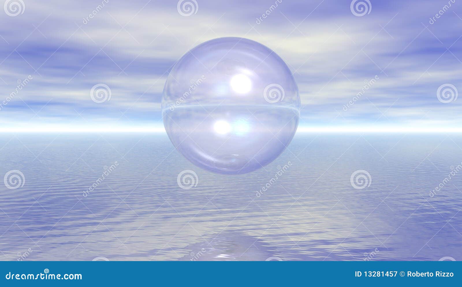 Glass sphere on water stock illustration. Illustration of lake - 13281457