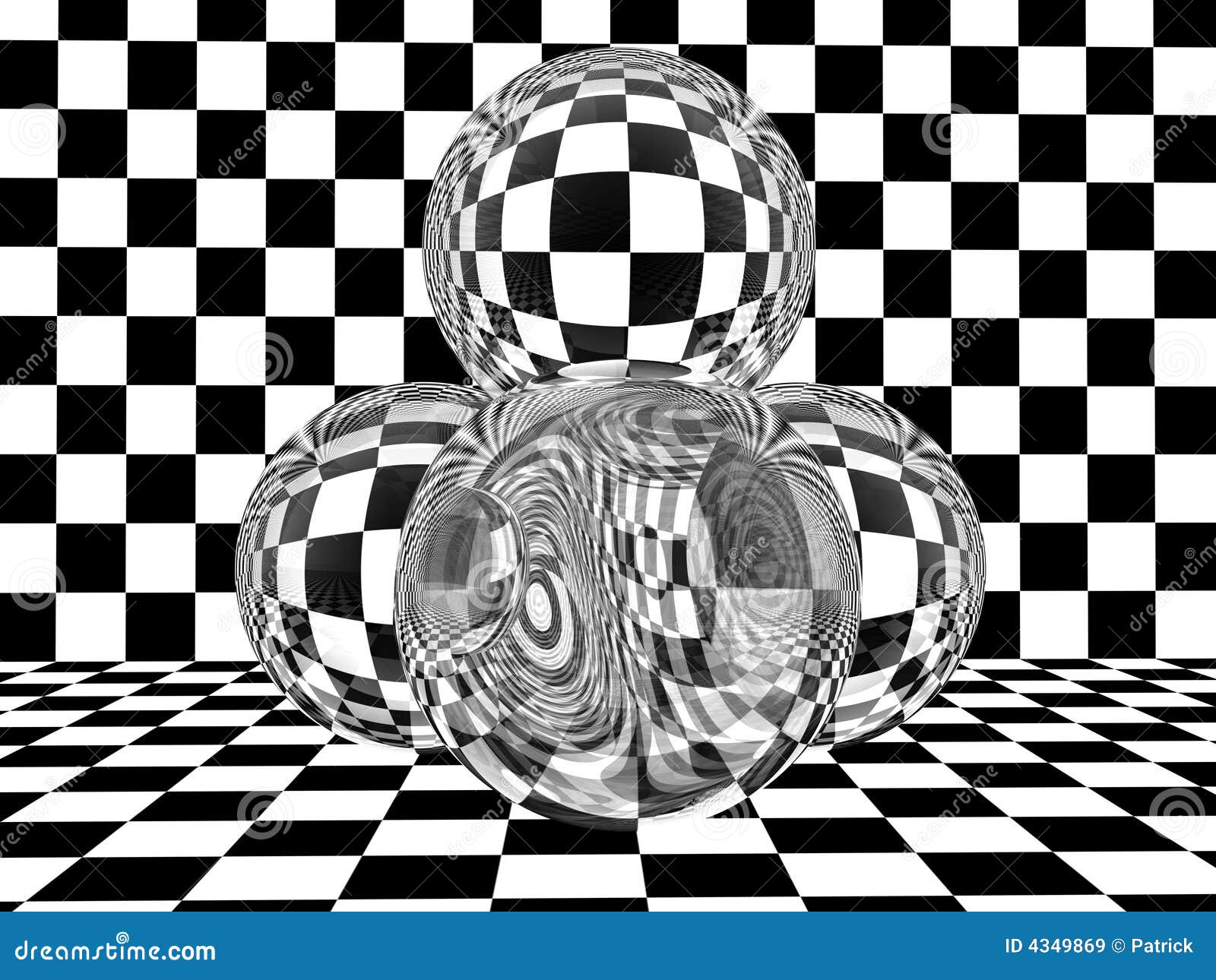 Glass Spheres on Checkerboard Stock Illustration - Illustration of ...