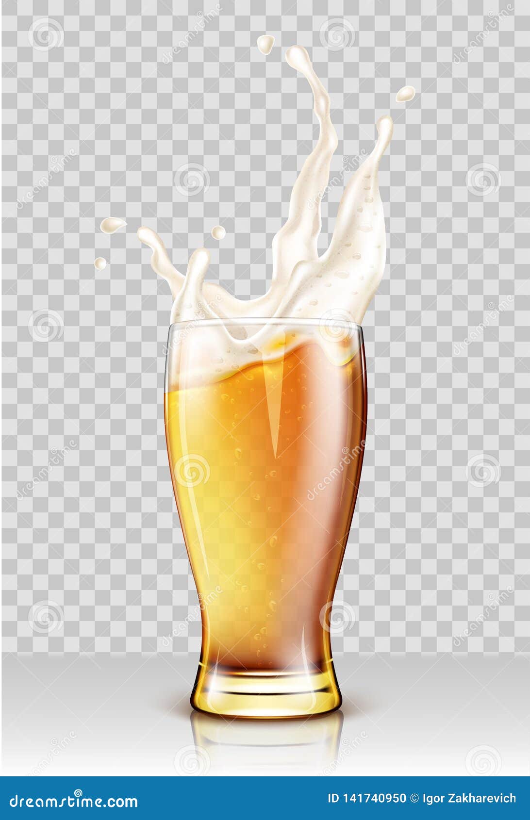 Glass with splashing beer stock illustration. Illustration of dripping ...