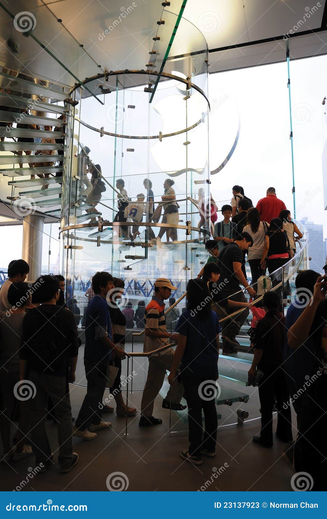 Glass Stair Balustrades With Timber Handrail Royalty-Free Stock ...