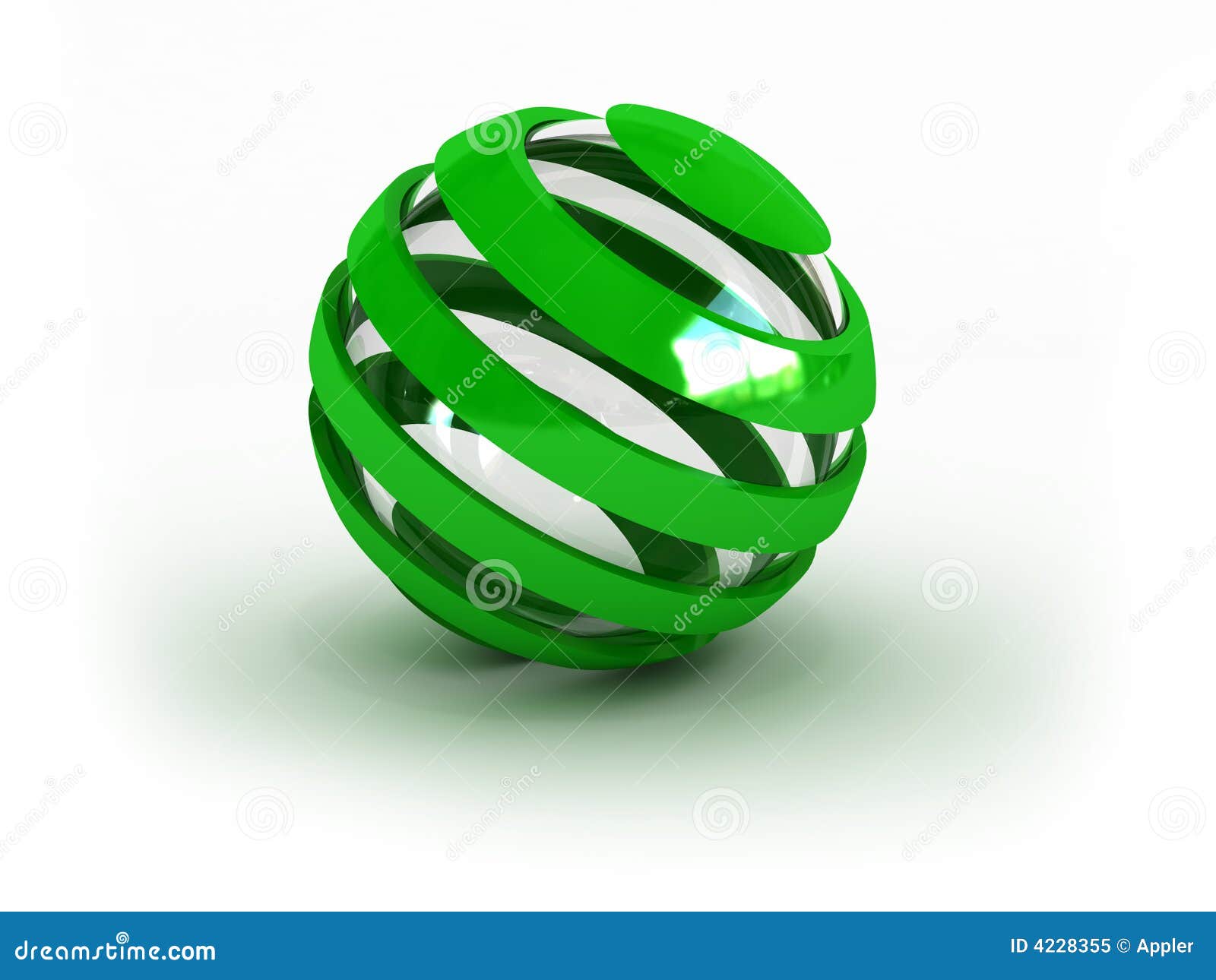 Glass striped green sphere stock illustration. Illustration of single ...