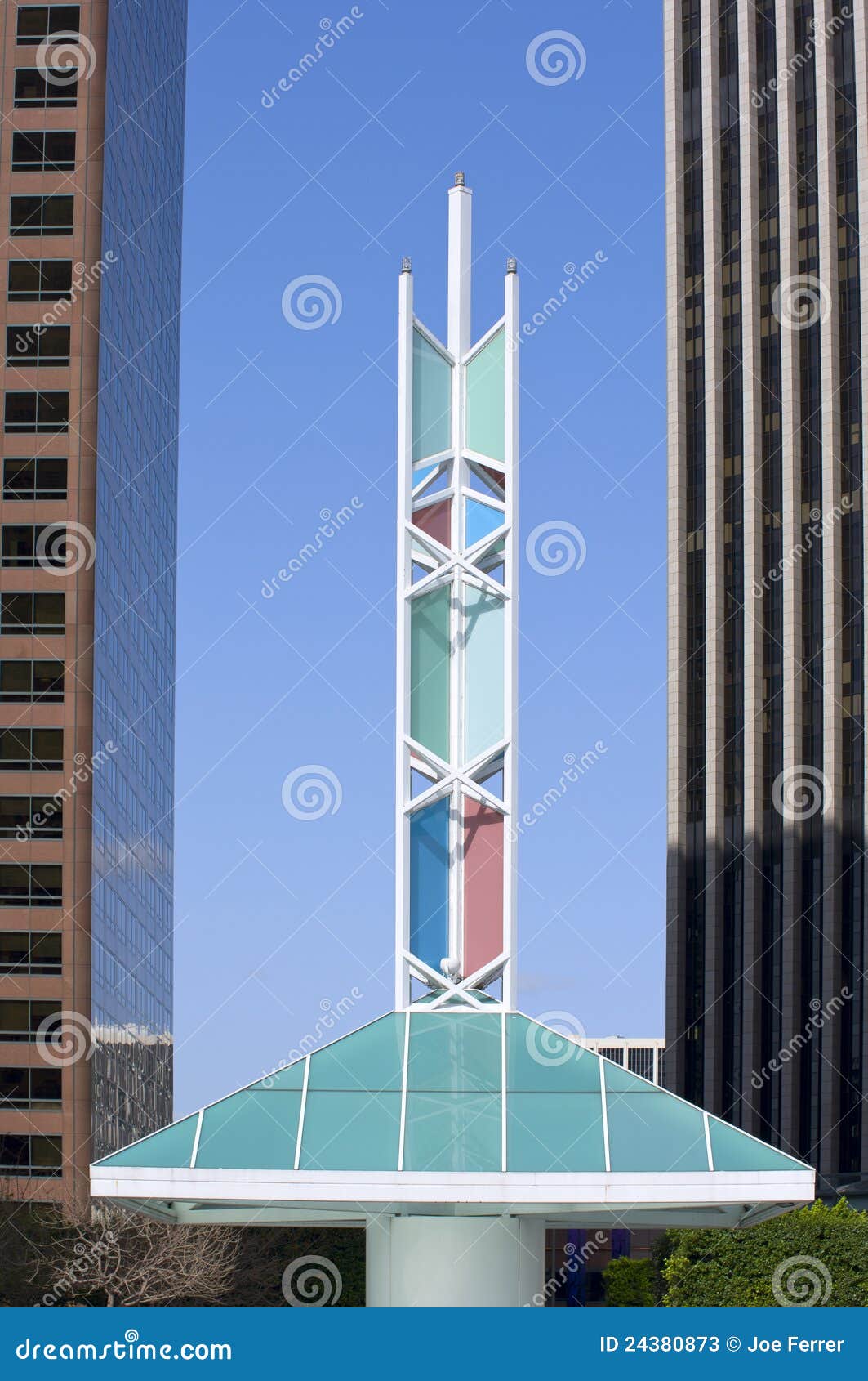 Glass Structure at Los Angeles Plaza Stock Image - Image of building ...