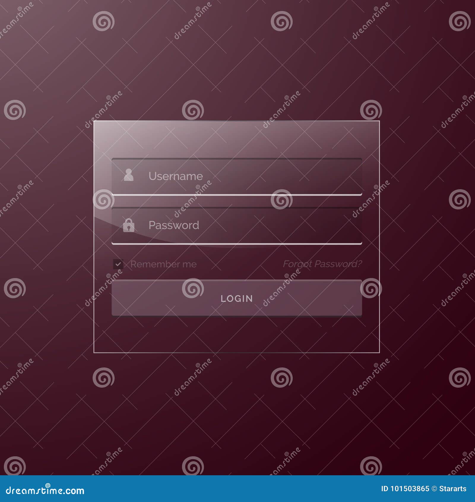 Glass Style Modern Login Template Design Stock Vector - Illustration of ...