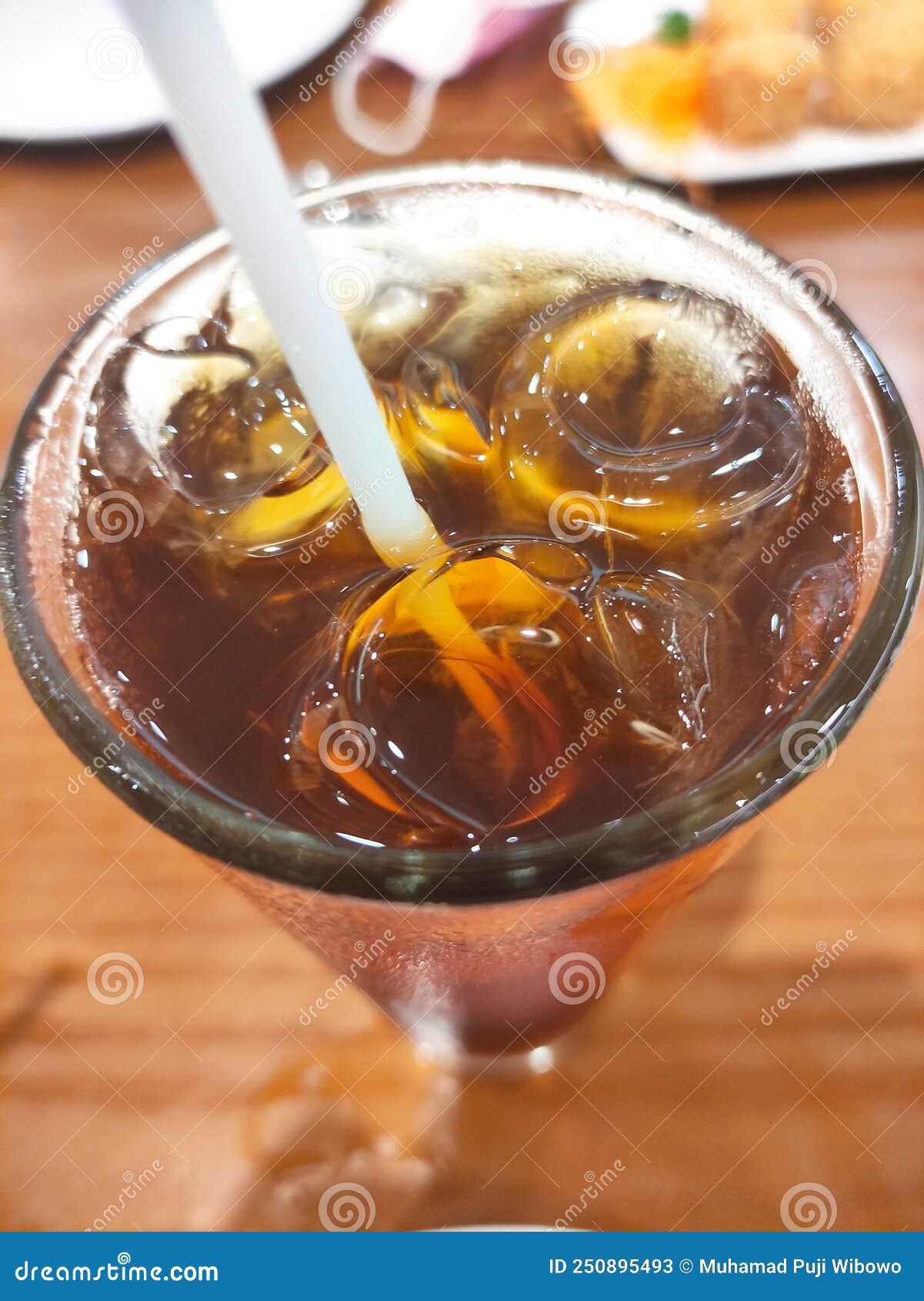 A Glass of Sweet Iced Tea with Straw Stock Image - Image of breakfast ...