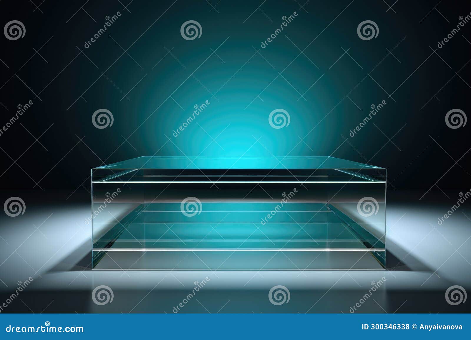 A Glass Table with a Blue Light in the Background, Transparent Glass ...