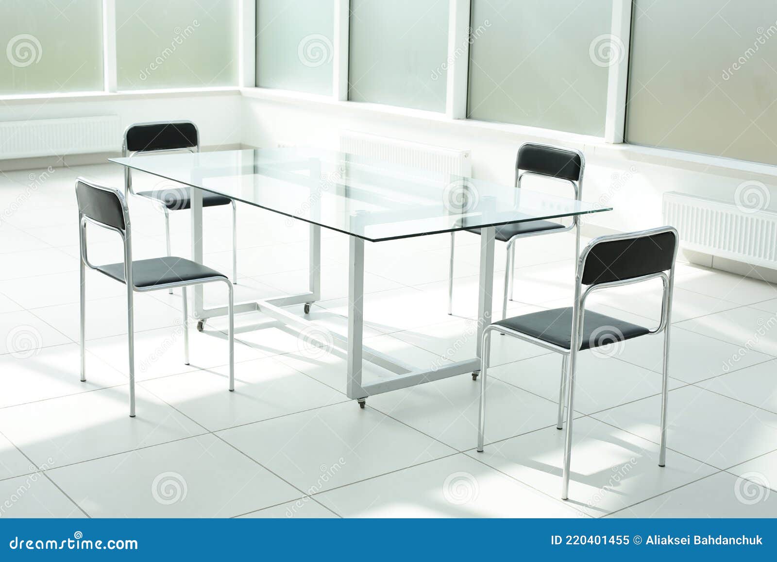 Glass Table and Chairs in a Bright Office Space Stock Image - Image of ...