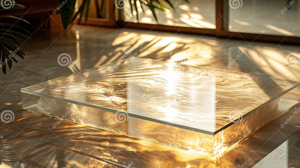 A Glass Table with a Reflection of Sunlight on it, AI Stock ...