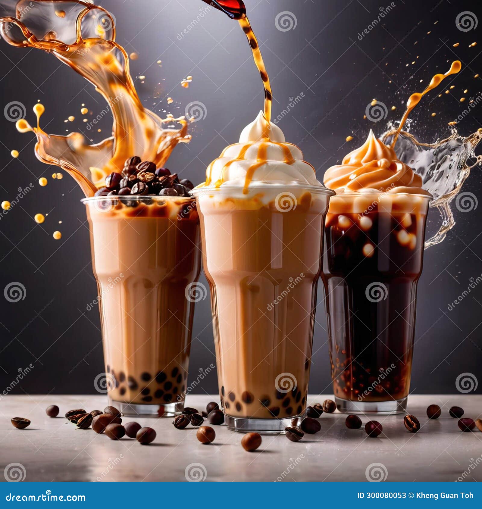 Glass of Taiwanese Bubble Milk Tea, Dynamic Splash Effect Stock ...