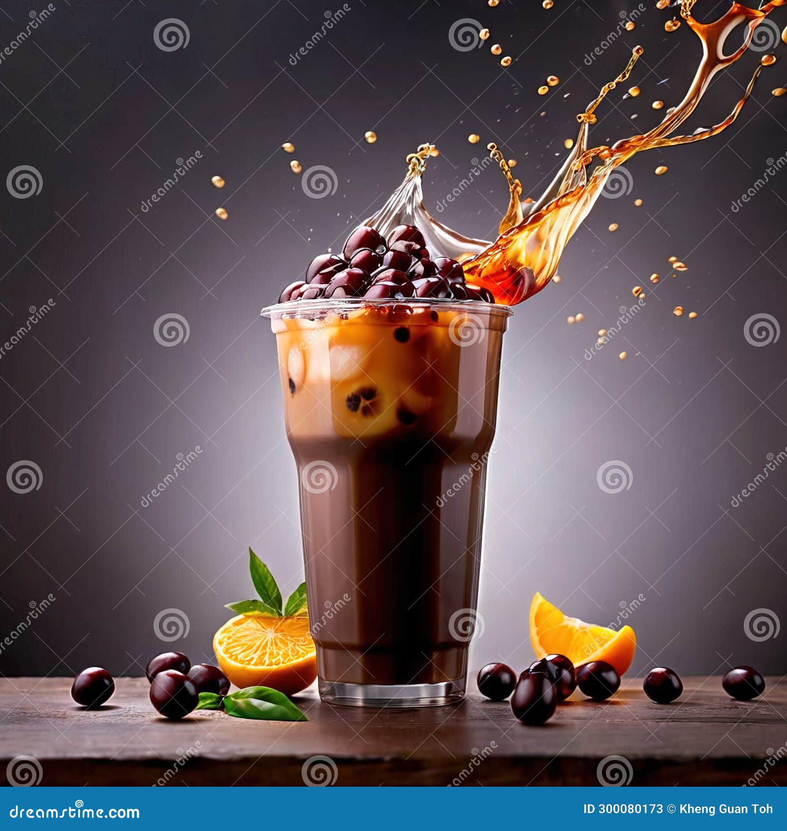 Glass of Taiwanese Bubble Milk Tea, Dynamic Splash Effect Stock ...