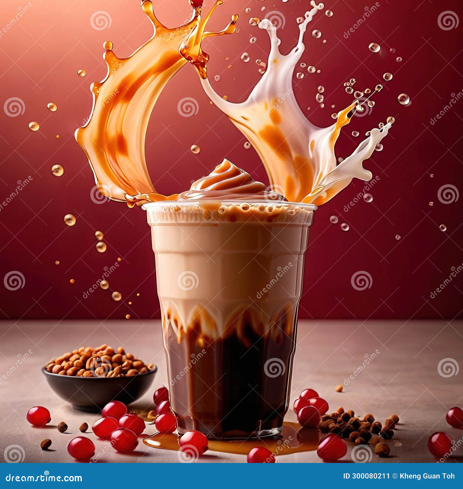 Glass of Taiwanese Bubble Milk Tea, Dynamic Splash Effect Stock ...
