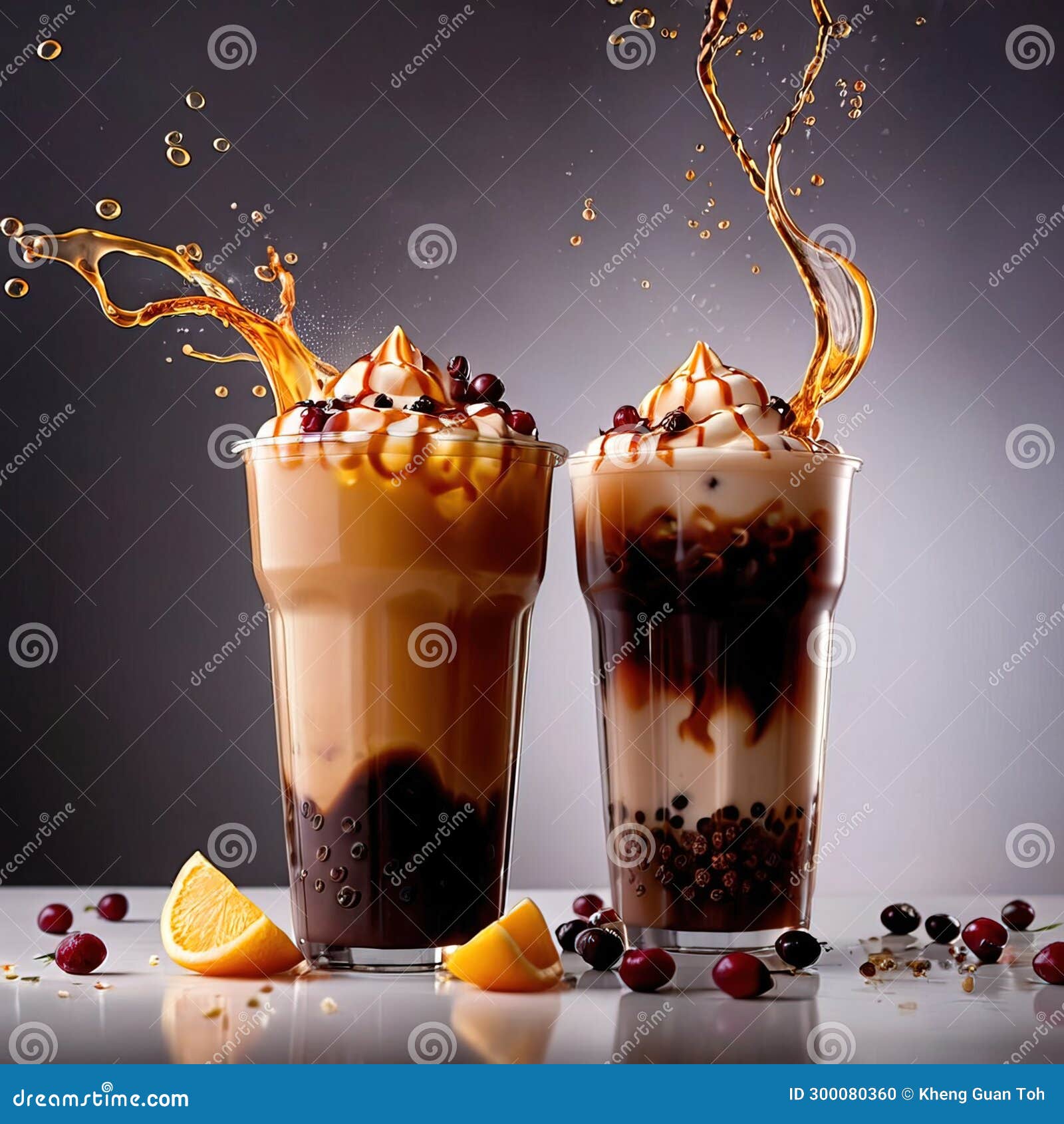 Glass Of Taiwanese Bubble Milk Tea, Dynamic Splash Effect Stock ...