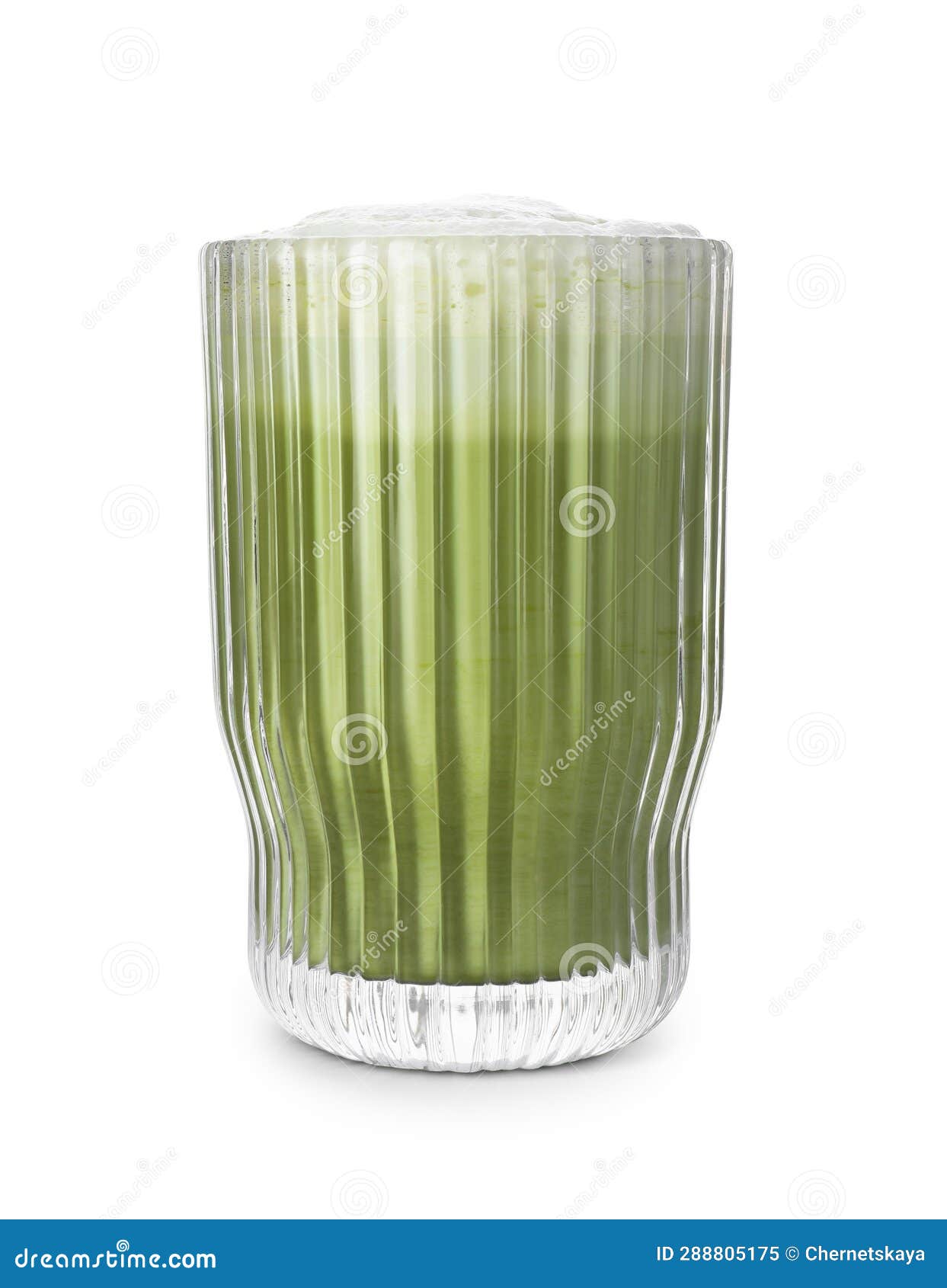 Glass of Tasty Matcha Latte Isolated on White Stock Image - Image of ...