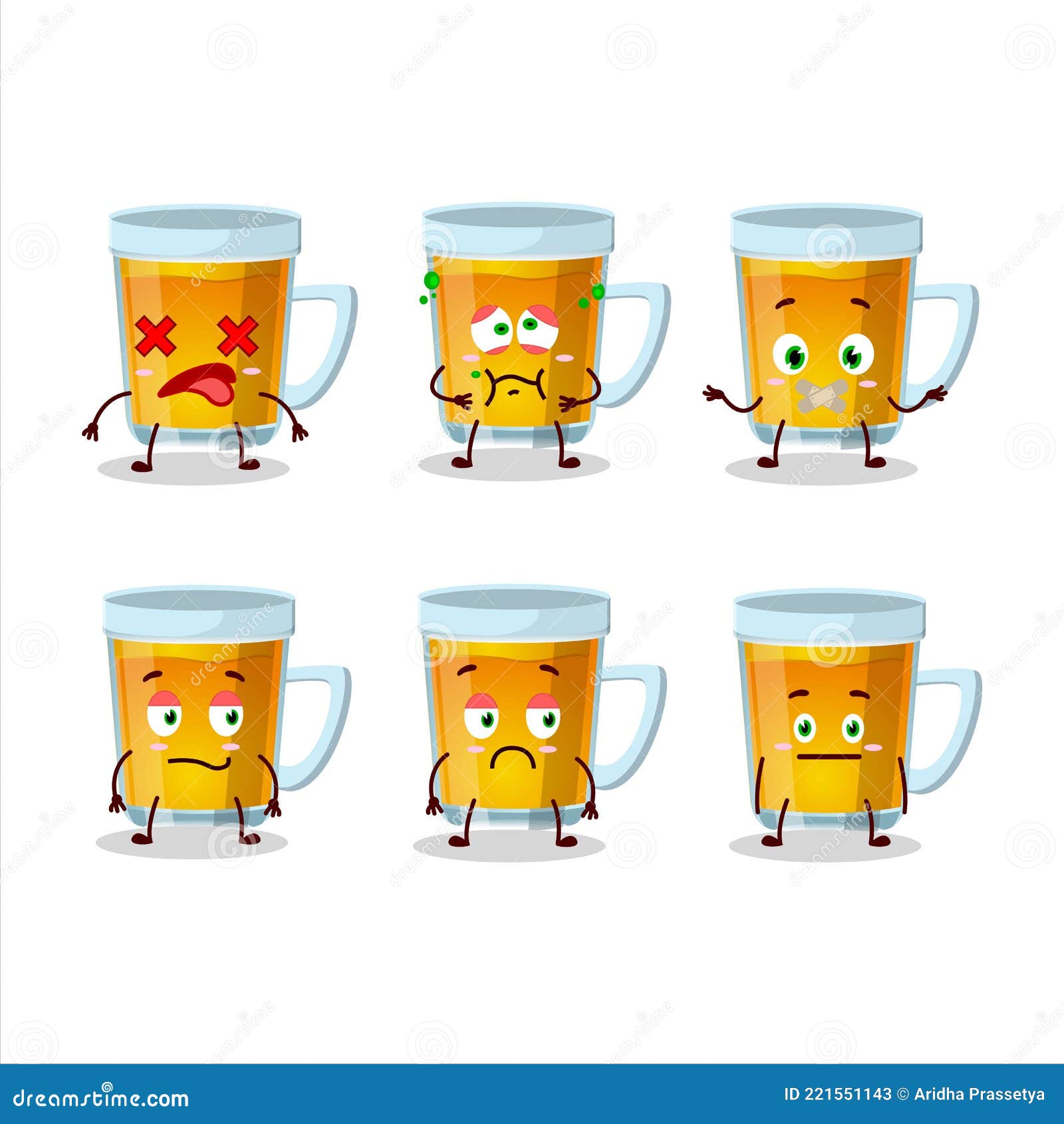 Glass of Tea Cartoon Character with Nope Expression Stock Vector ...