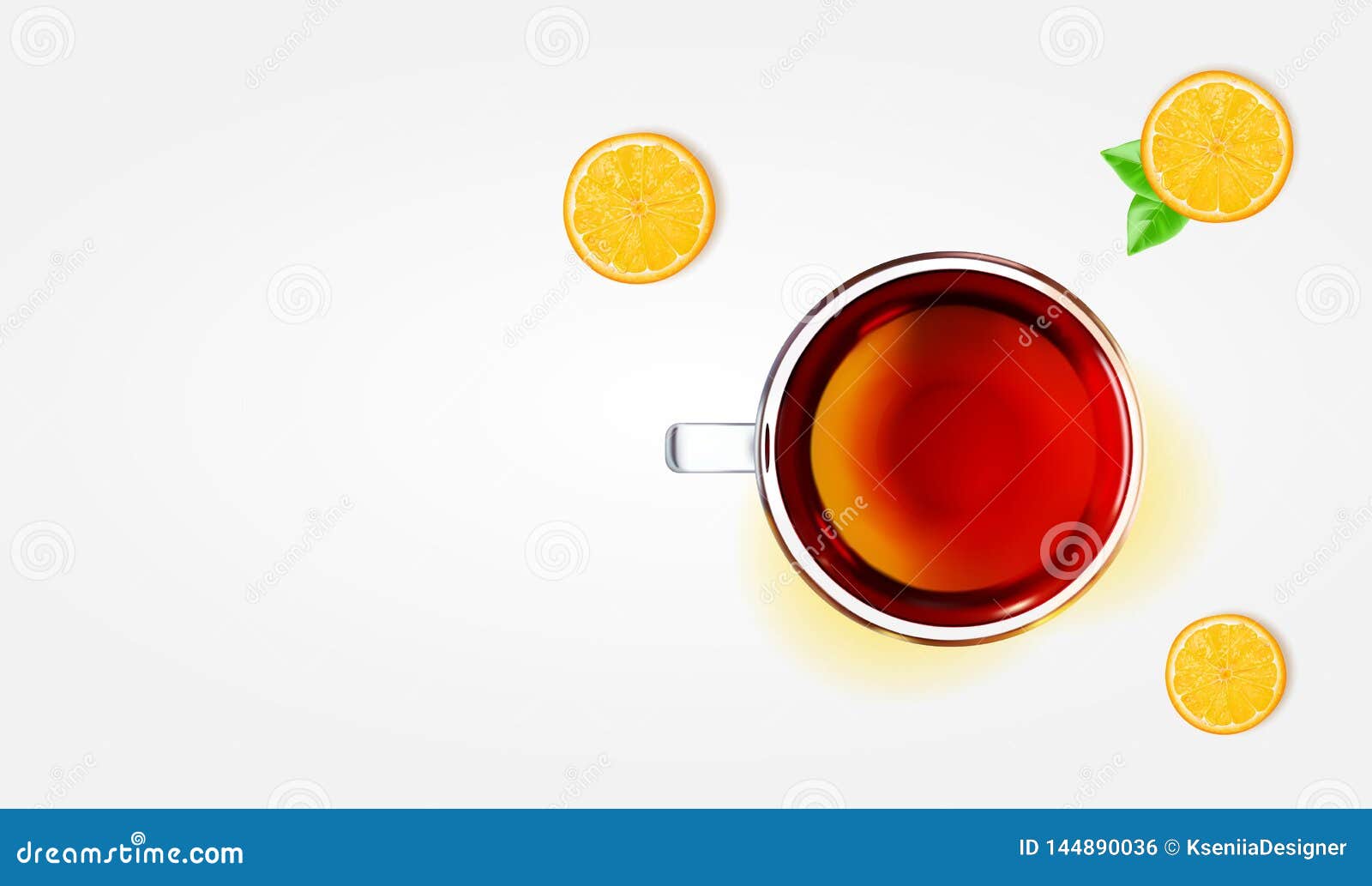 Glass Tea Cup with Black Tea. Top View Stock Vector - Illustration of ...