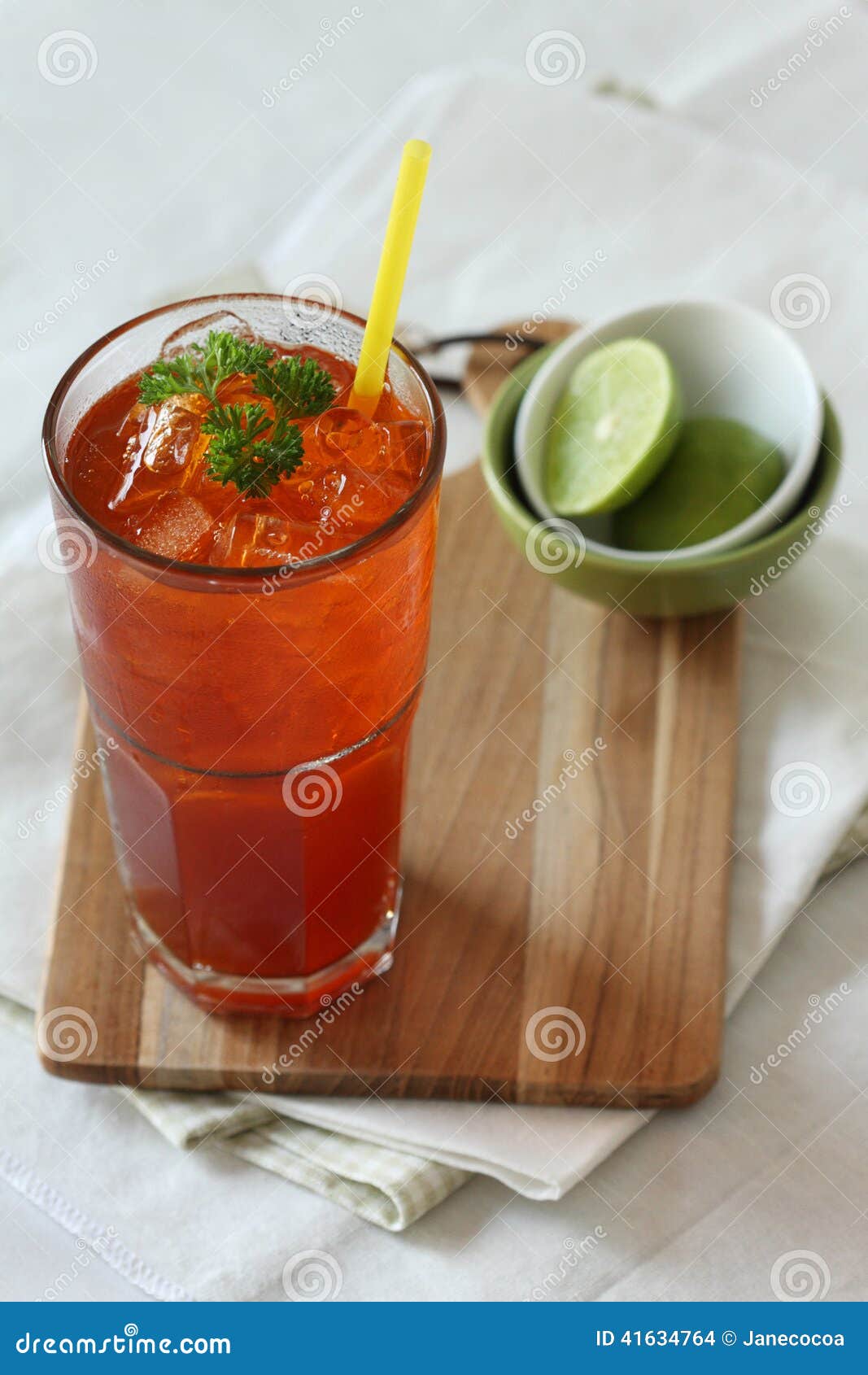 Glass of Tea Decorated with Fresh Lime Stock Photo - Image of tasty ...