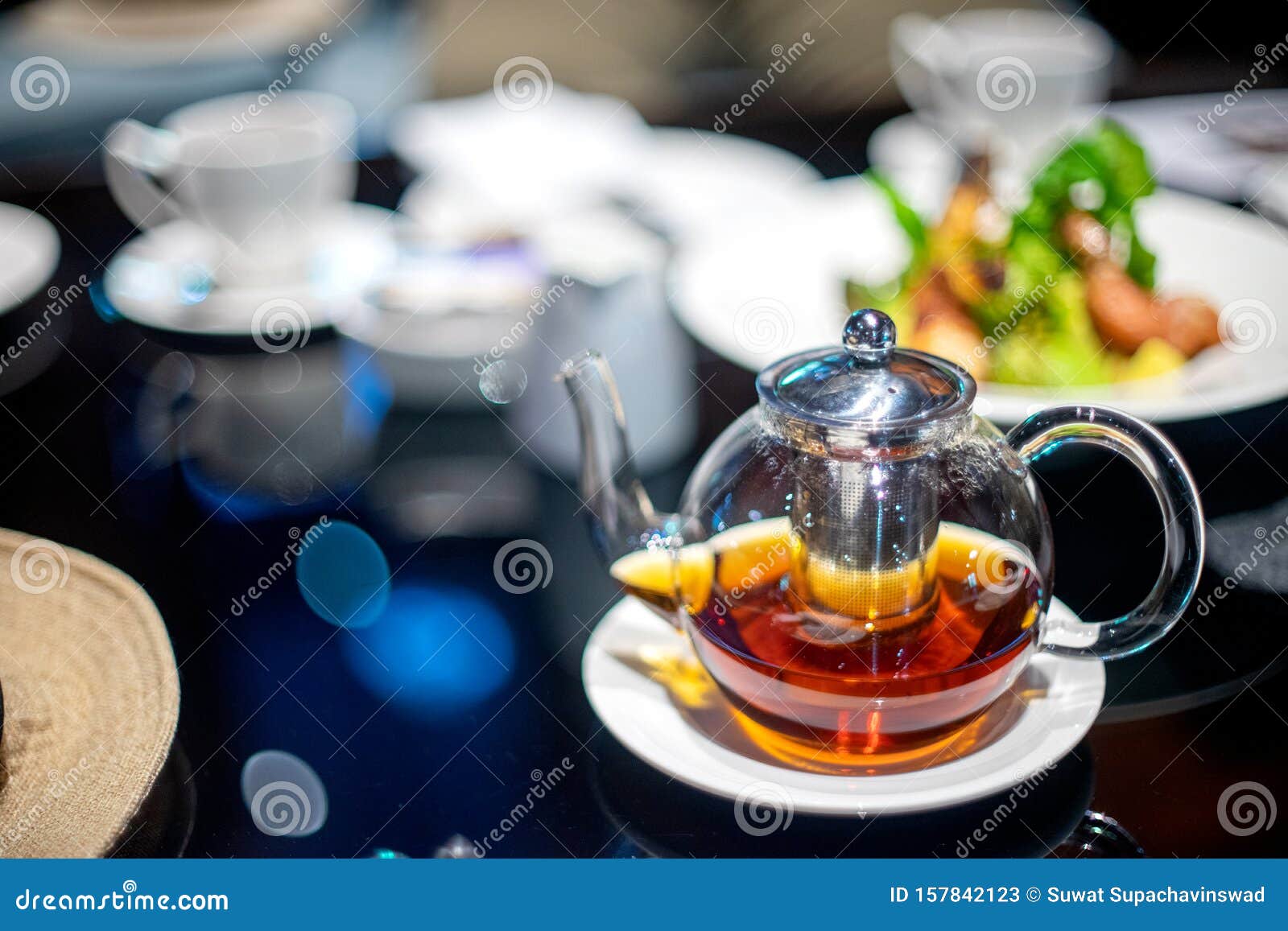 Glass Tea Pot is on the Table Stock Image - Image of orange, restaurant ...
