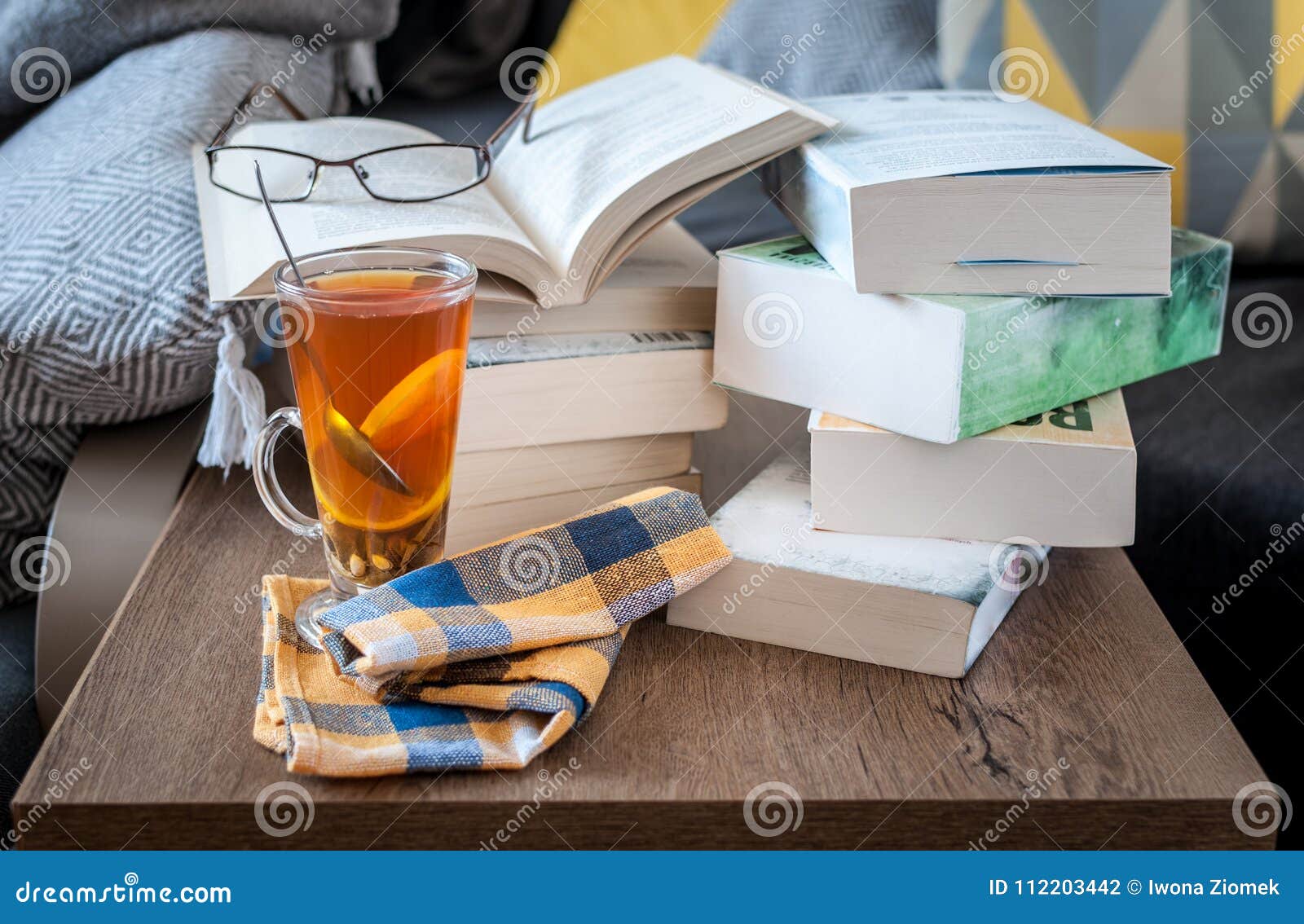 A Glass of Tea and a Stack of Books. a Place To Study for a Student ...