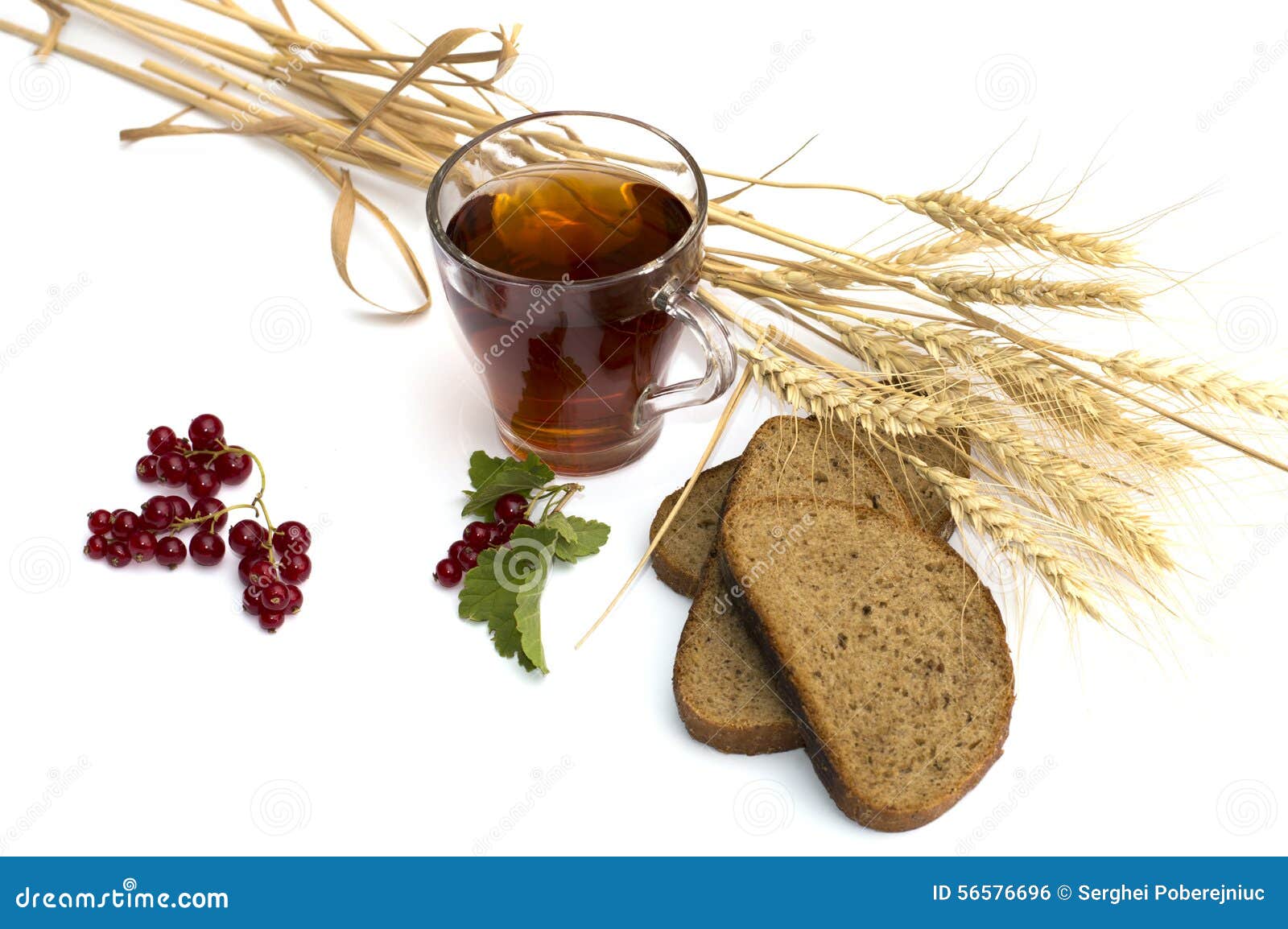 Glass of Tea, Wheat about Fields and Bread Stock Photo - Image of ...