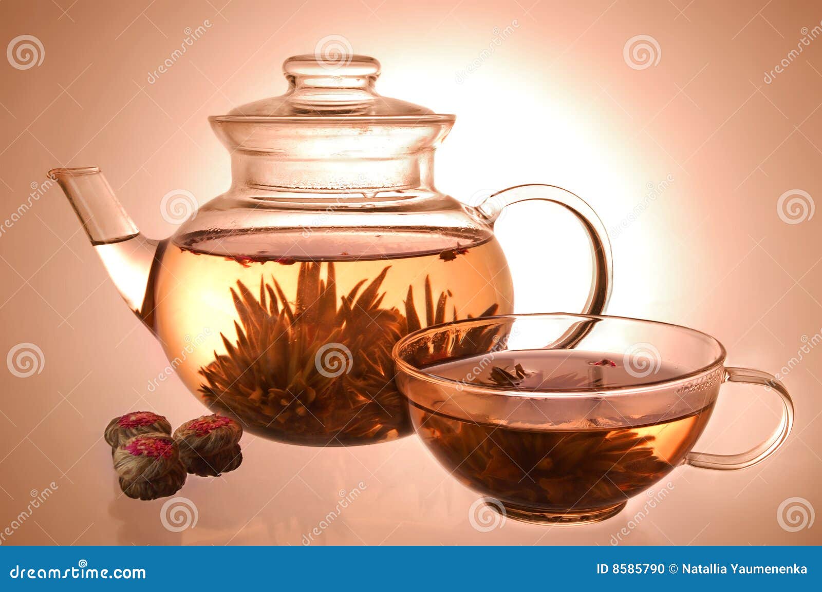 A Glass Teapot With Delicious Vitamin Orange Tea Stands On A Stand With ...