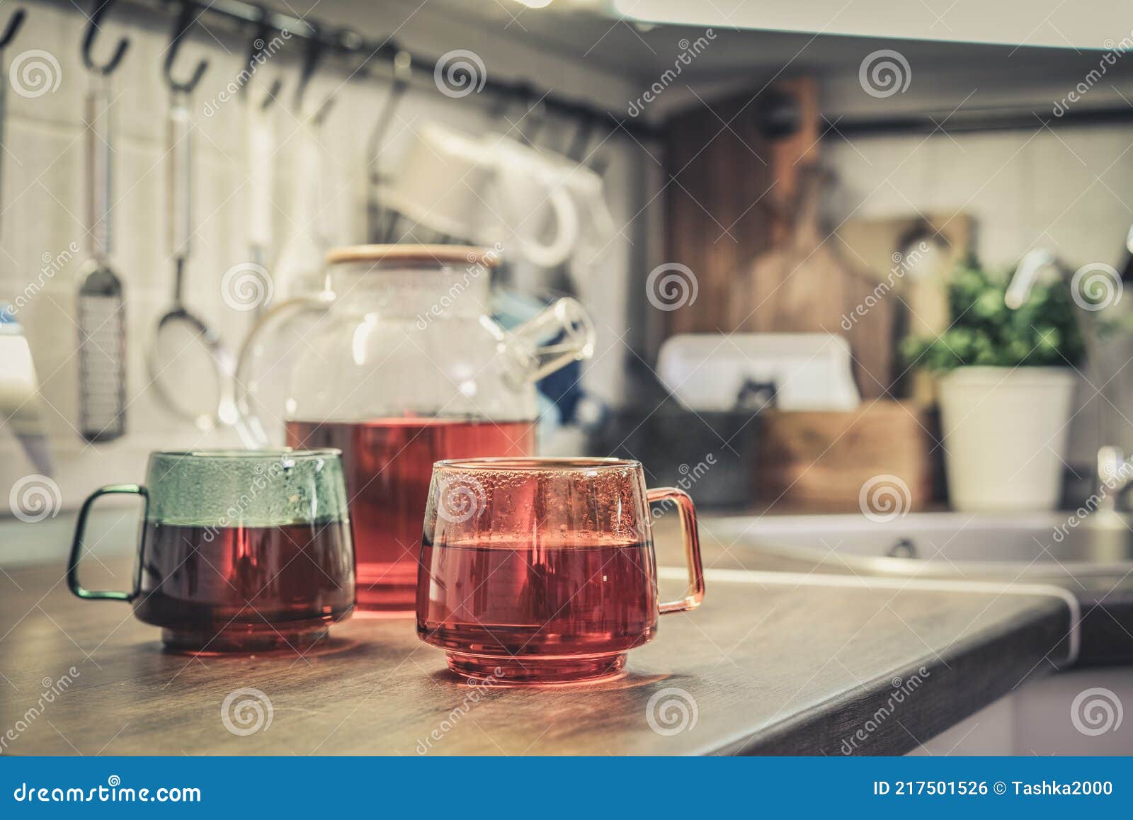 Glass Teapot Full of Black Tea Stock Photo - Image of teapot, nature ...