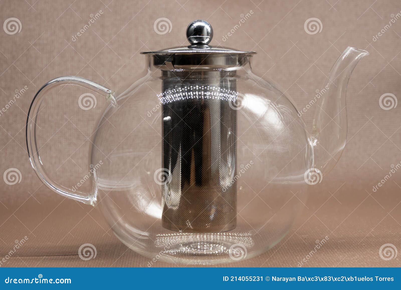 Glass Teapot with Metal Filter, Tea Concept Stock Image - Image of ...