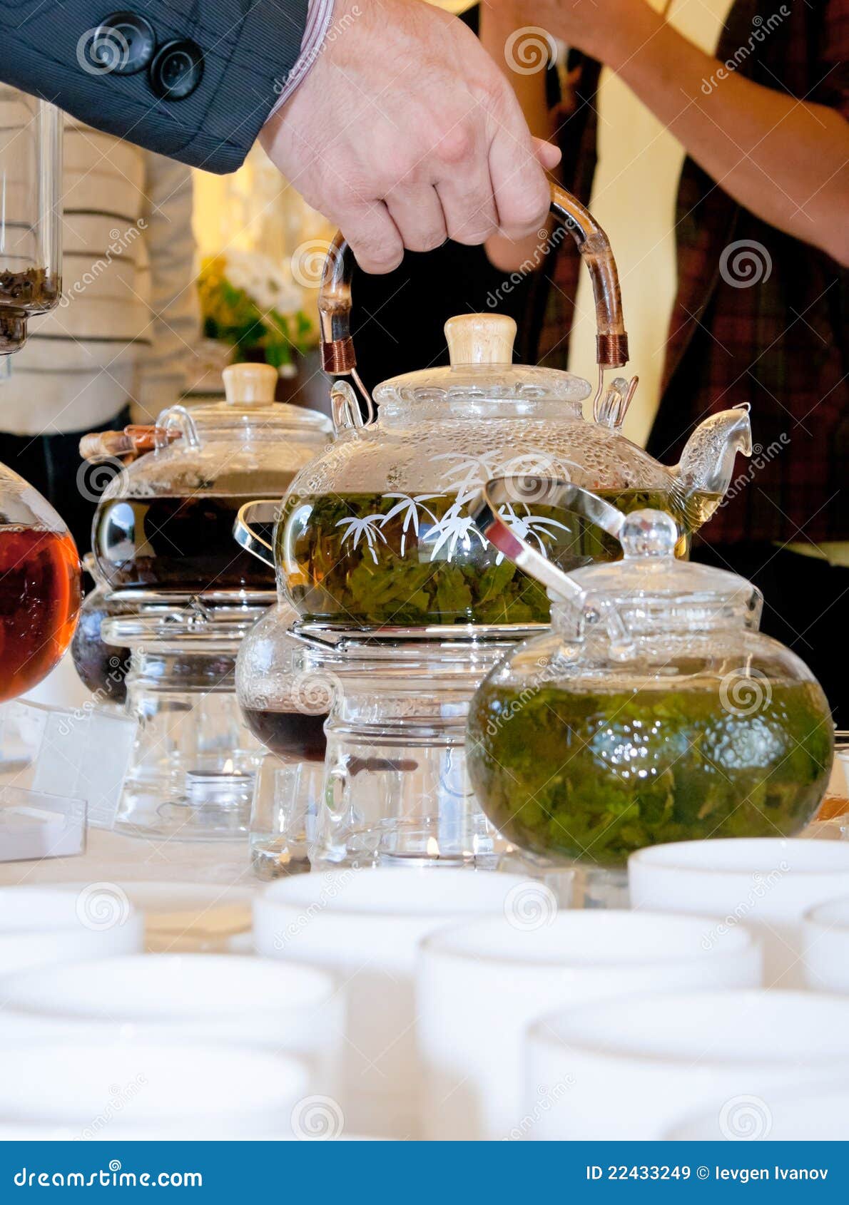 Glass Teapots with Fresh Tea Stock Image - Image of herbal, beneath ...
