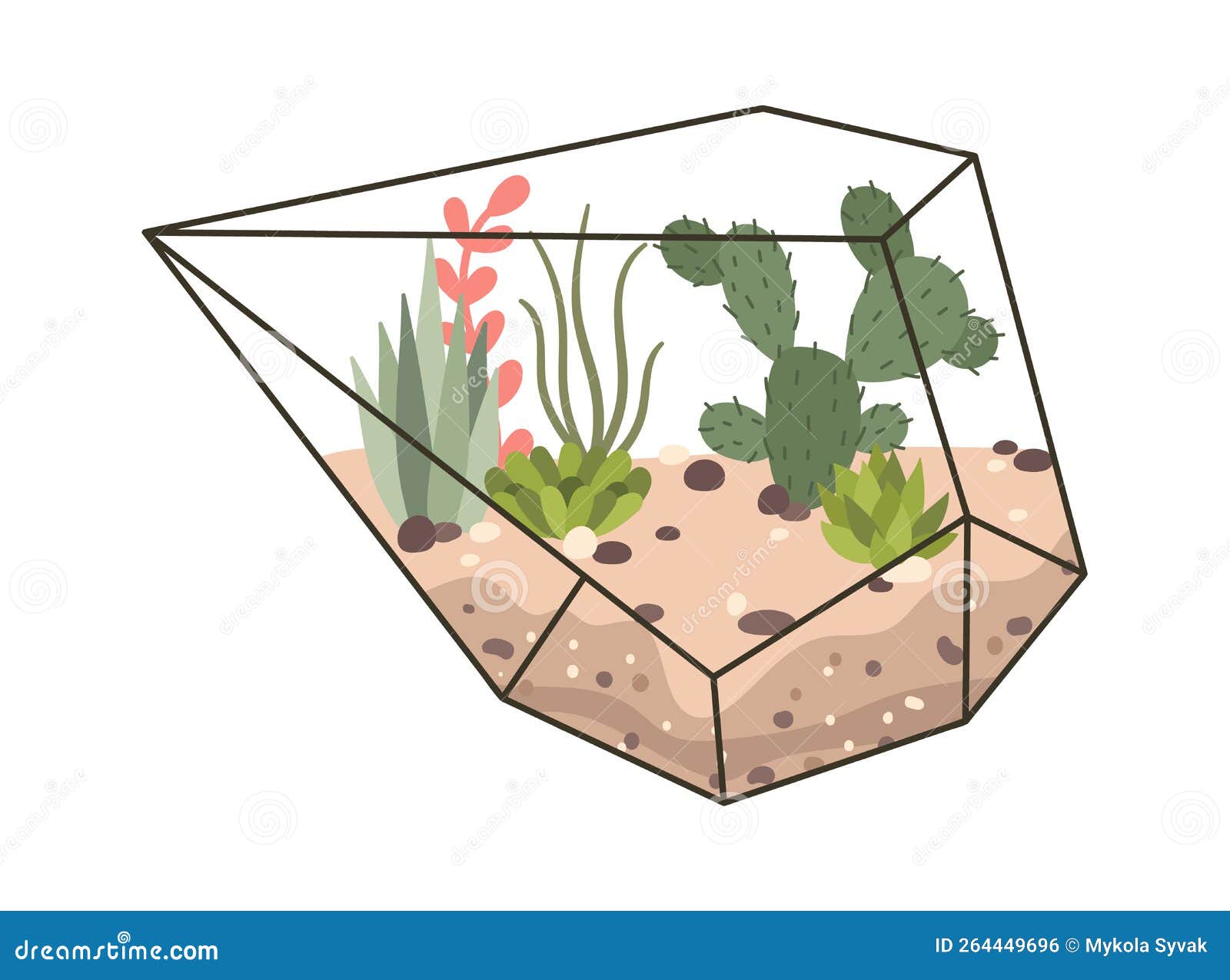 Glass Terrarium with Evergreen Plants Flat Icon Stock Vector ...