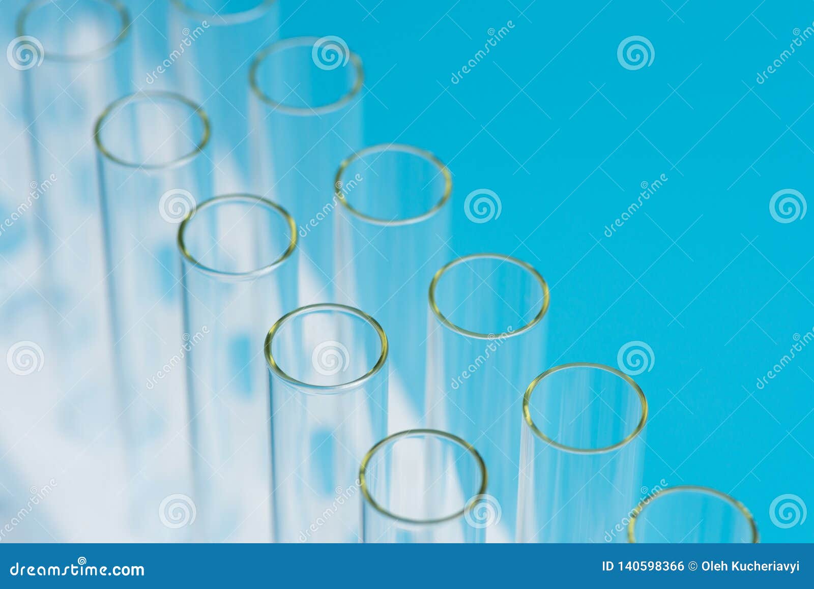 Glass Test Tubes in a Stand on Blue Background Stock Photo - Image of ...