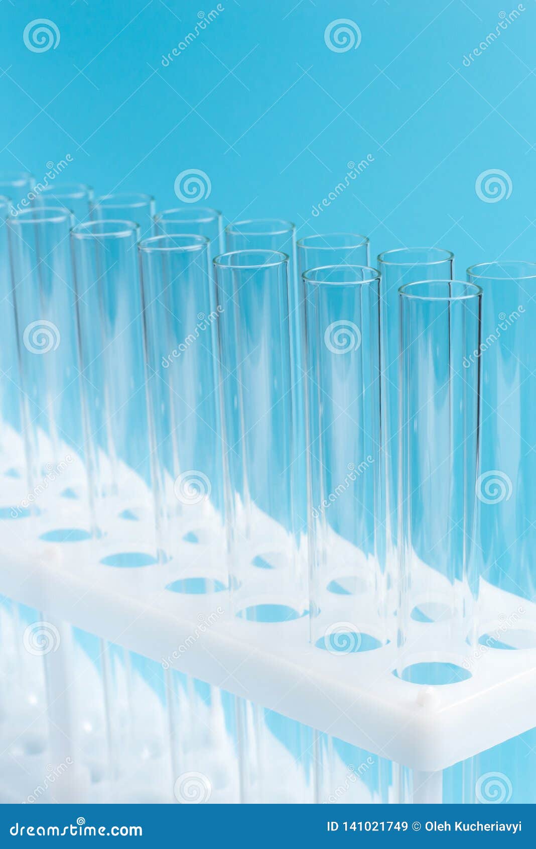 Glass Test Tubes in a Stand on Blue Background Stock Image - Image of ...
