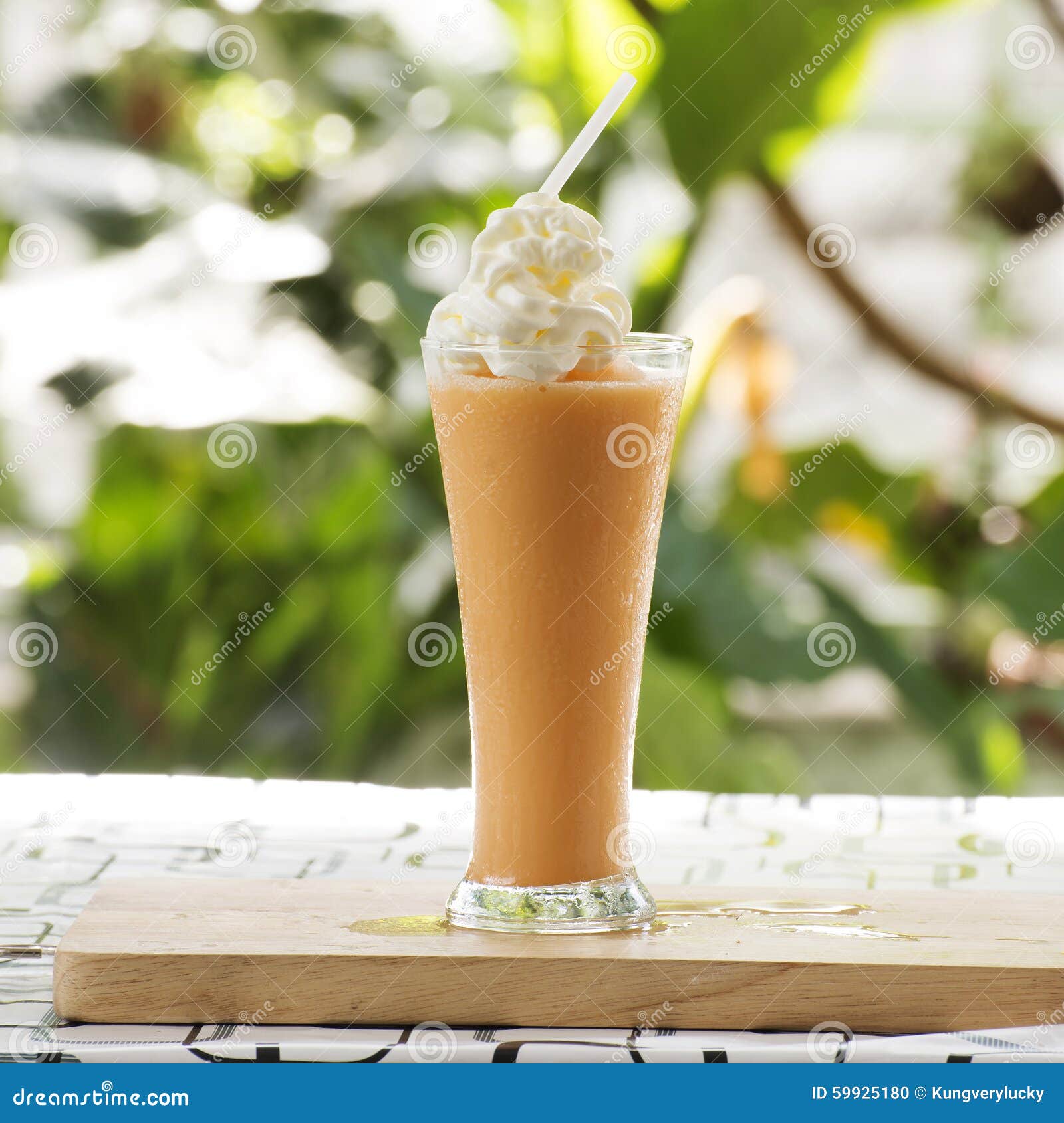 Glass of Thai Tea smoothie stock photo. Image of bottle - 59925180