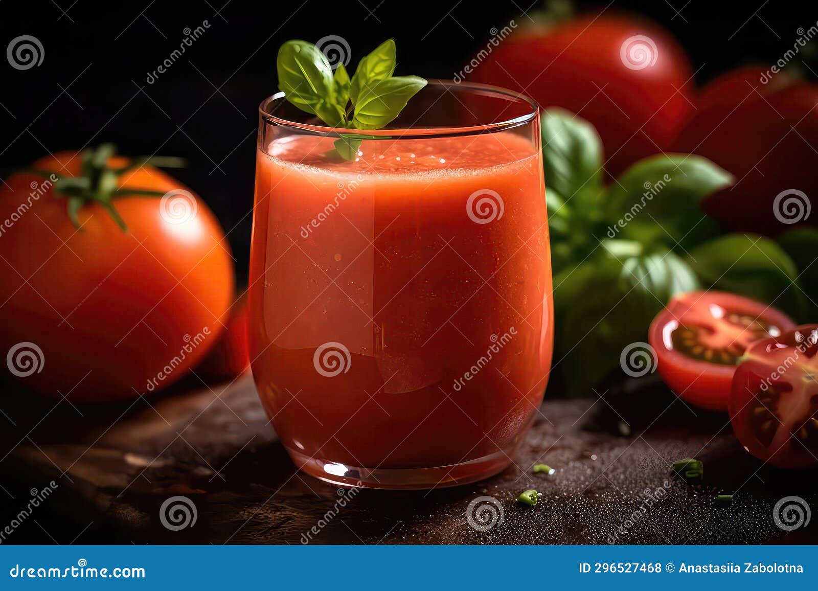 Glass of Tomato Smoothie Served with Tomato Slice Garnish. Generative ...