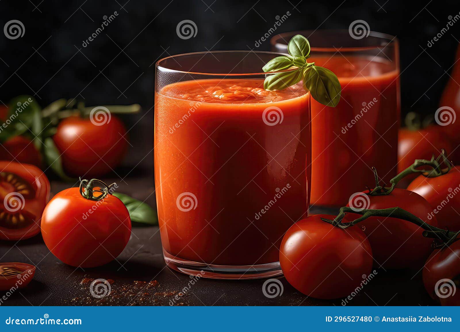 Glass of Tomato Smoothie Surrounded by Fresh Tomato Slices. Generative ...