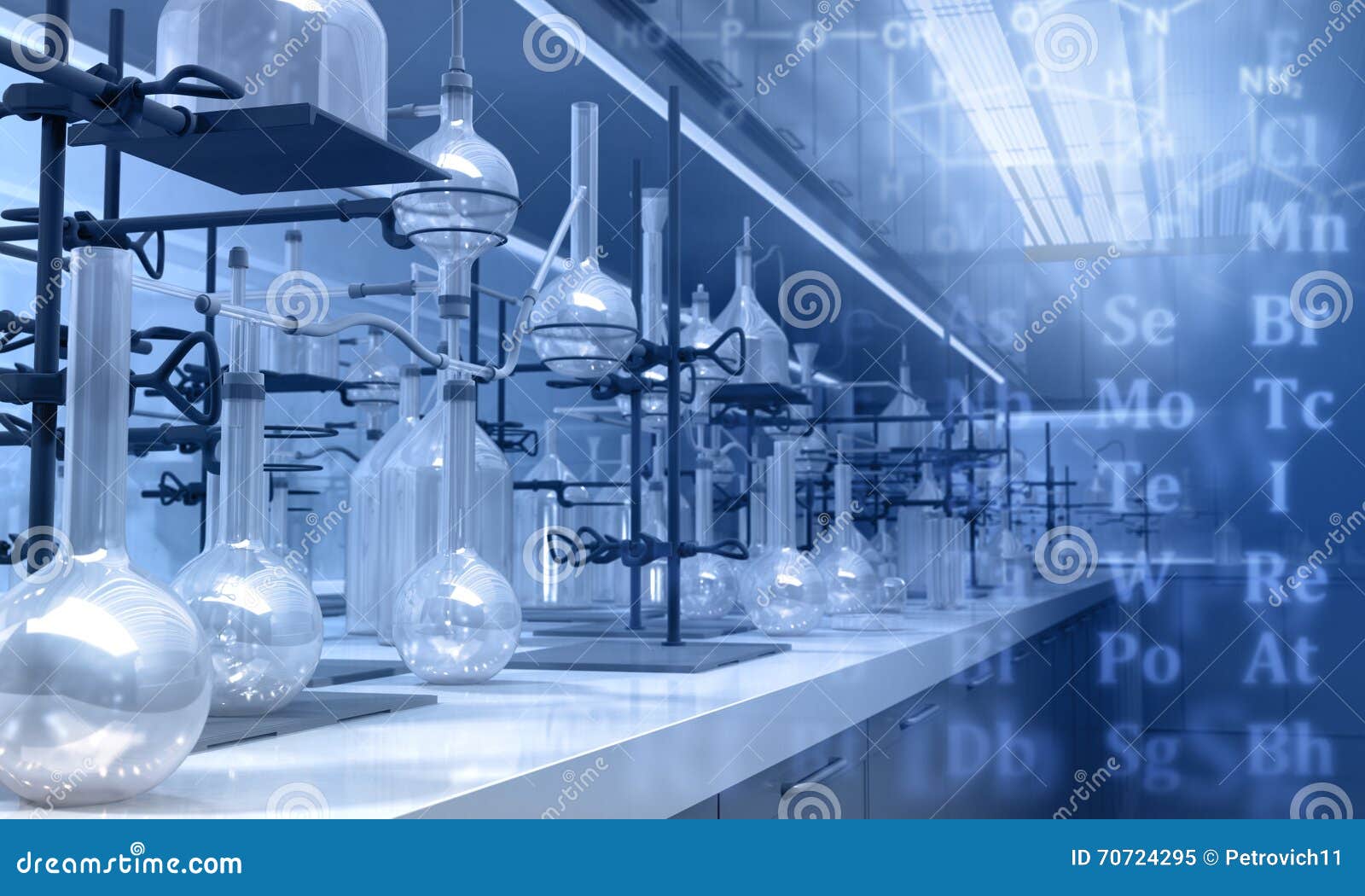Glass Tools in a Laboratory Stock Illustration - Illustration of ...
