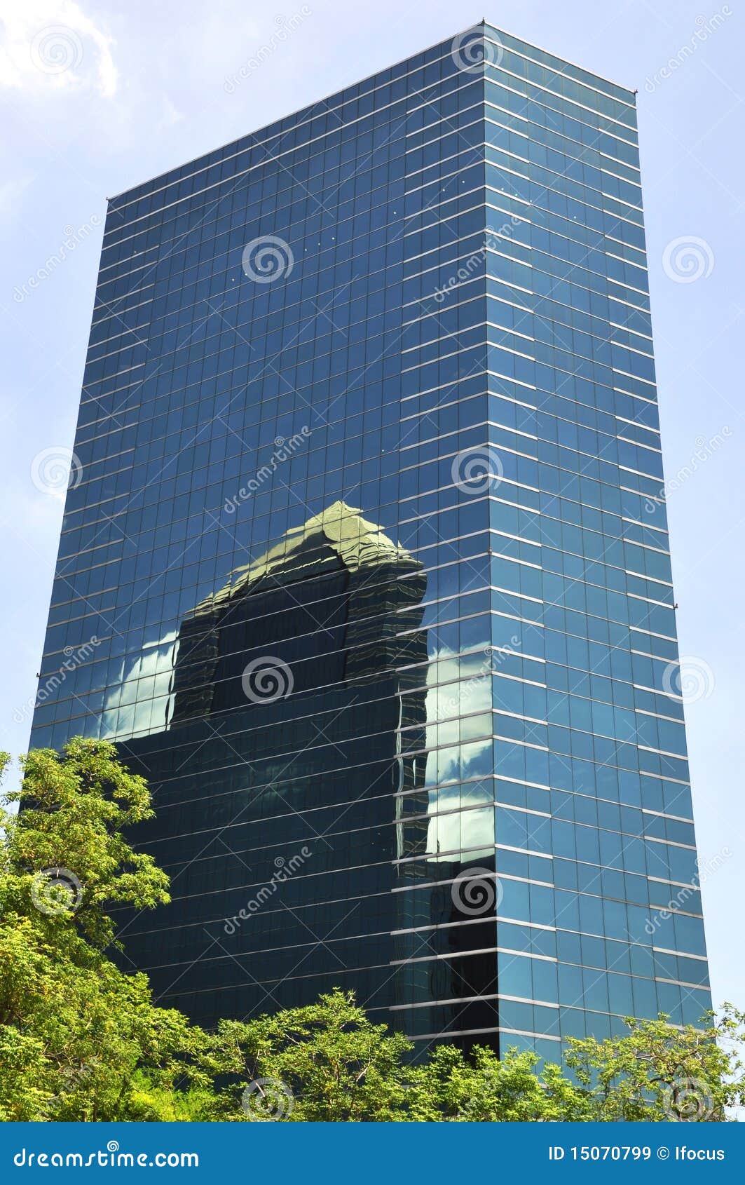 Glass Tower with Building Reflection Stock Image - Image of lines ...