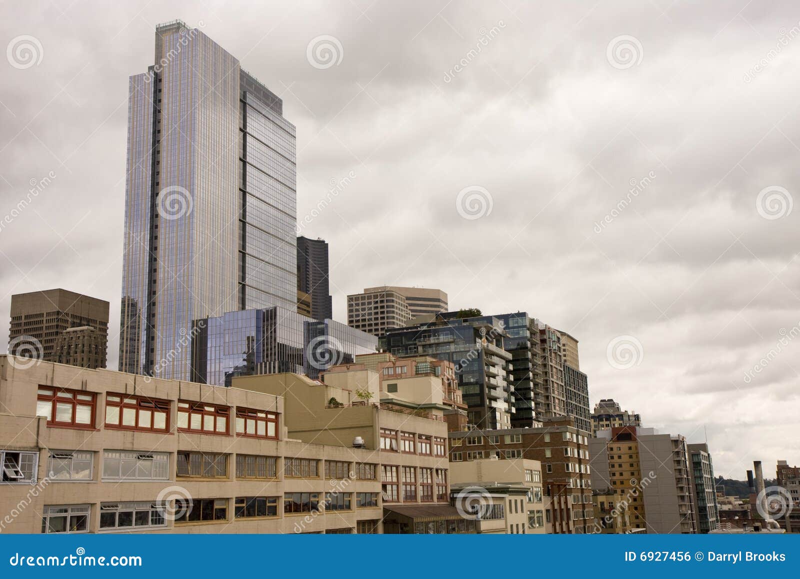 Glass Tower Rising from Seattle Stock Photo - Image of corporate ...
