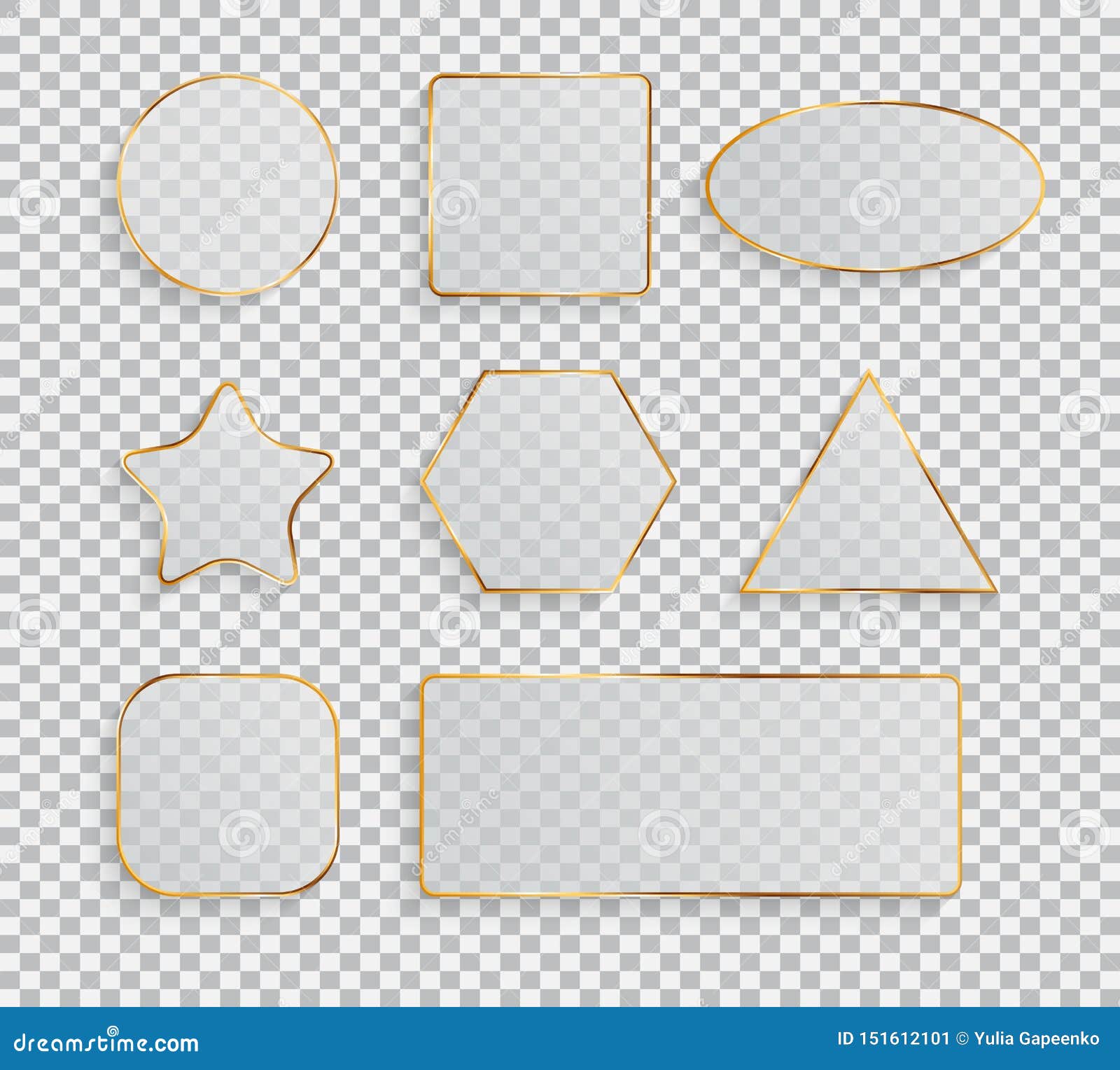 Glass Transparency Frame Collection Set Vector Illustration Stock ...